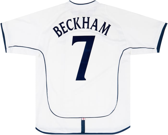 2001-03 England Home Shirt Beckham #7 - 7/10