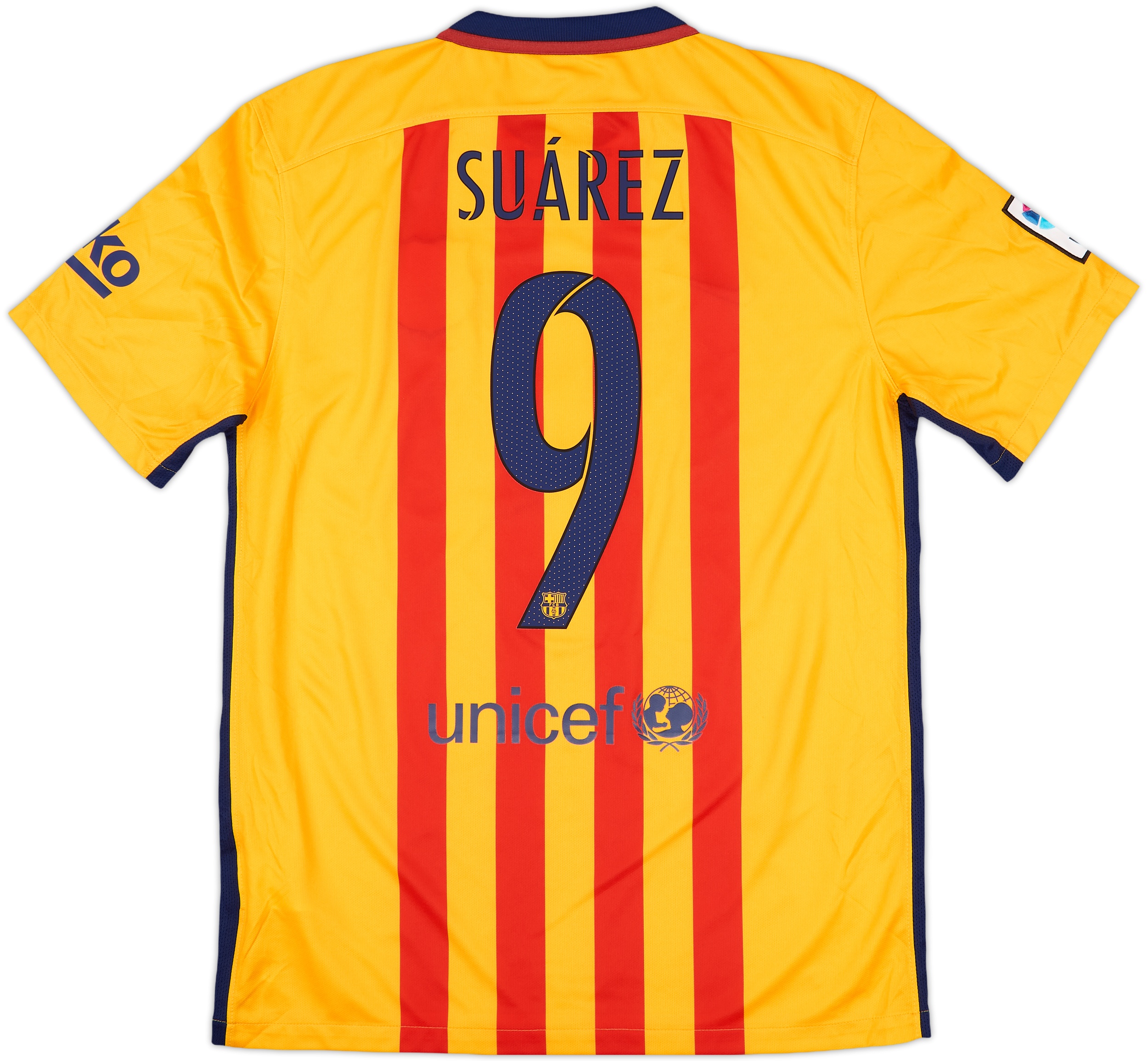 2015-16 Barcelona Away Shirt Suarez #9 - 10/10 - (M)