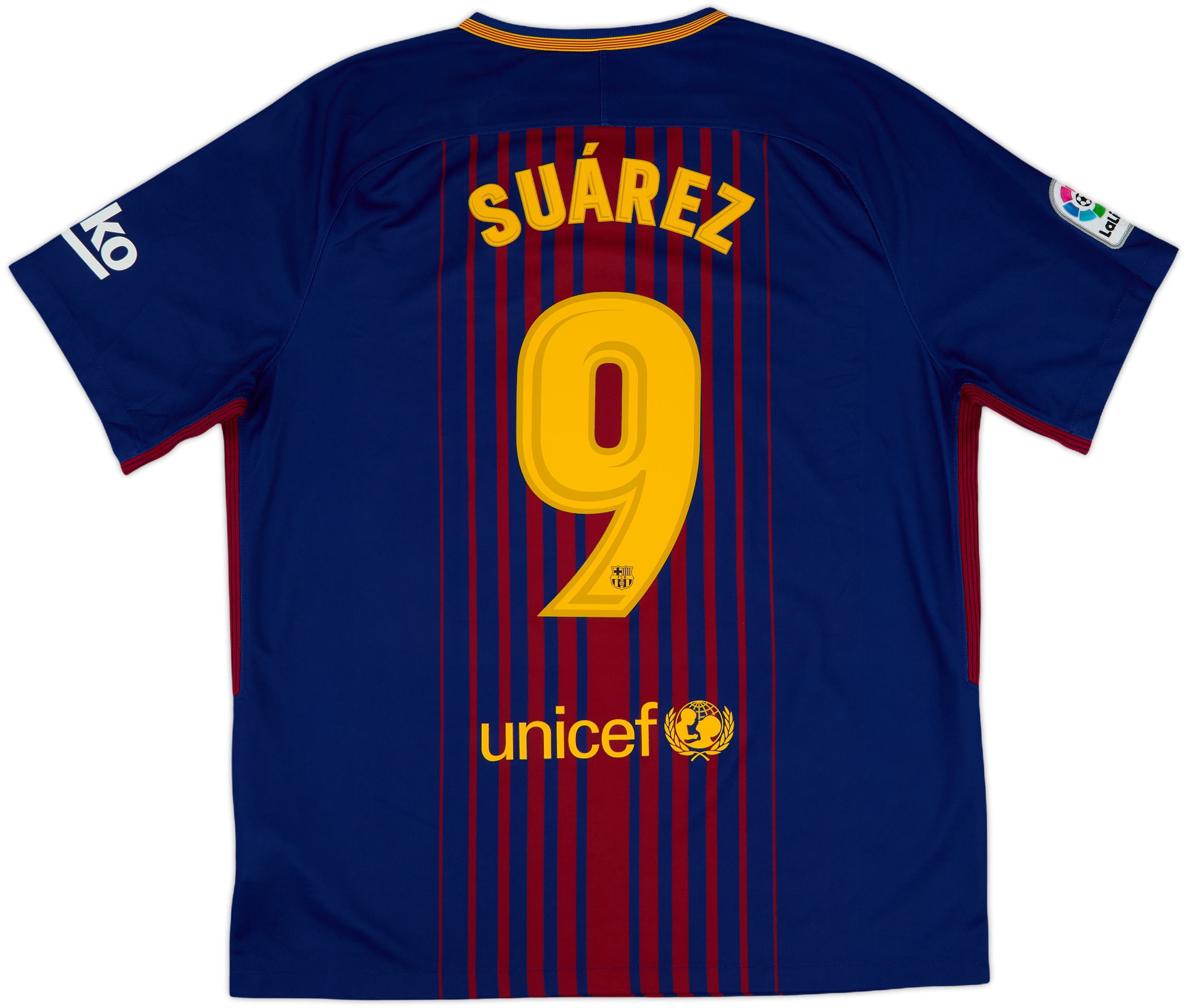 2017-18 Barcelona Home Shirt Suarez #9 - 10/10 - (XL)