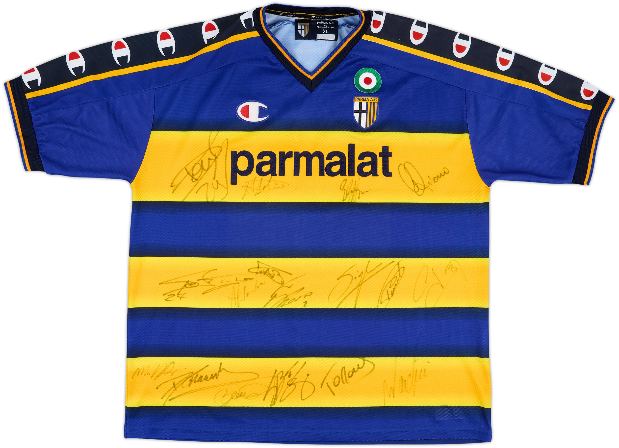 2002-03 Parma Squad Signed Home Shirt - 8/10 - (XL)
