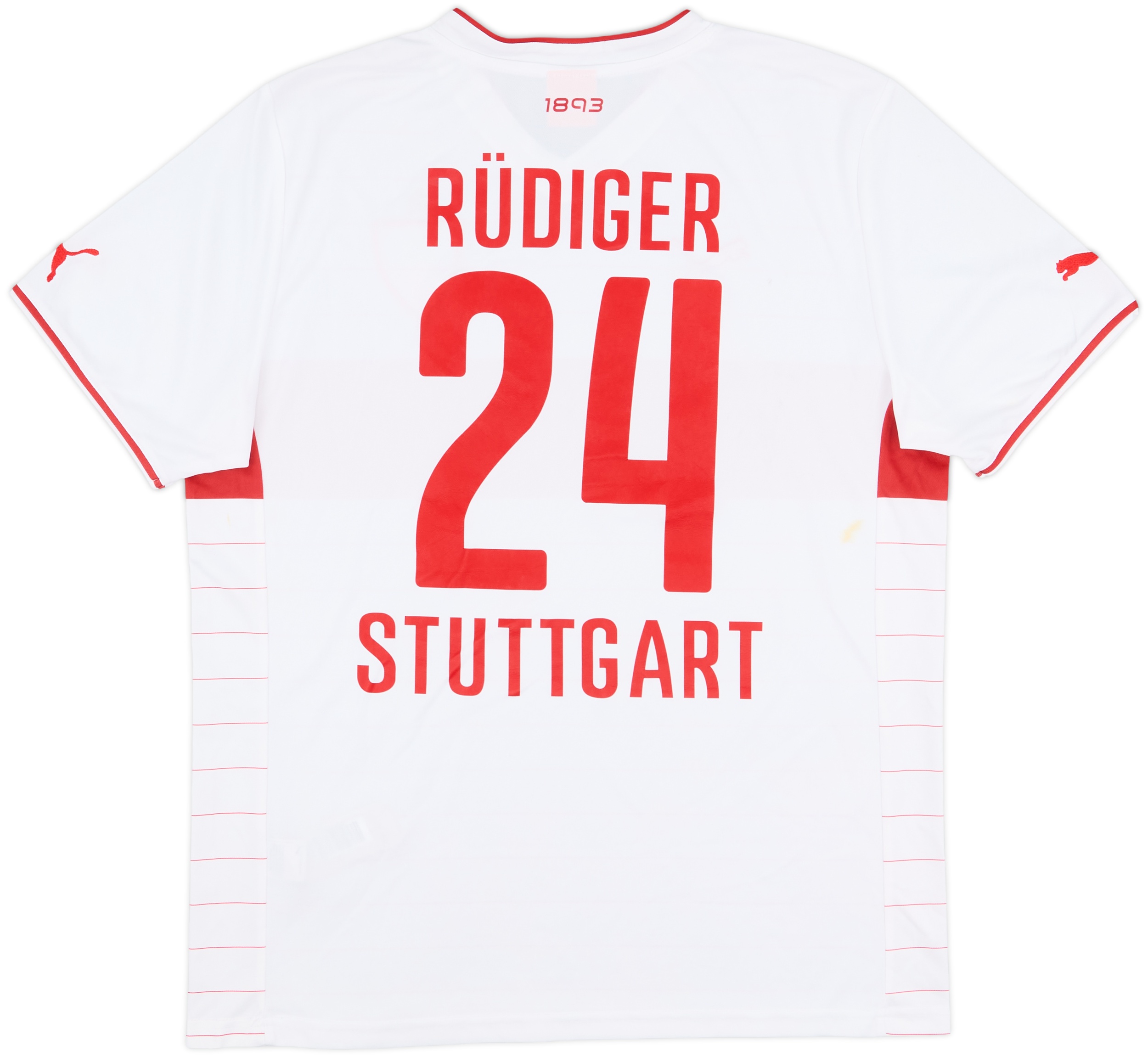 2013-14 Stuttgart Home Shirt Rudiger #24 - 7/10 - (L)