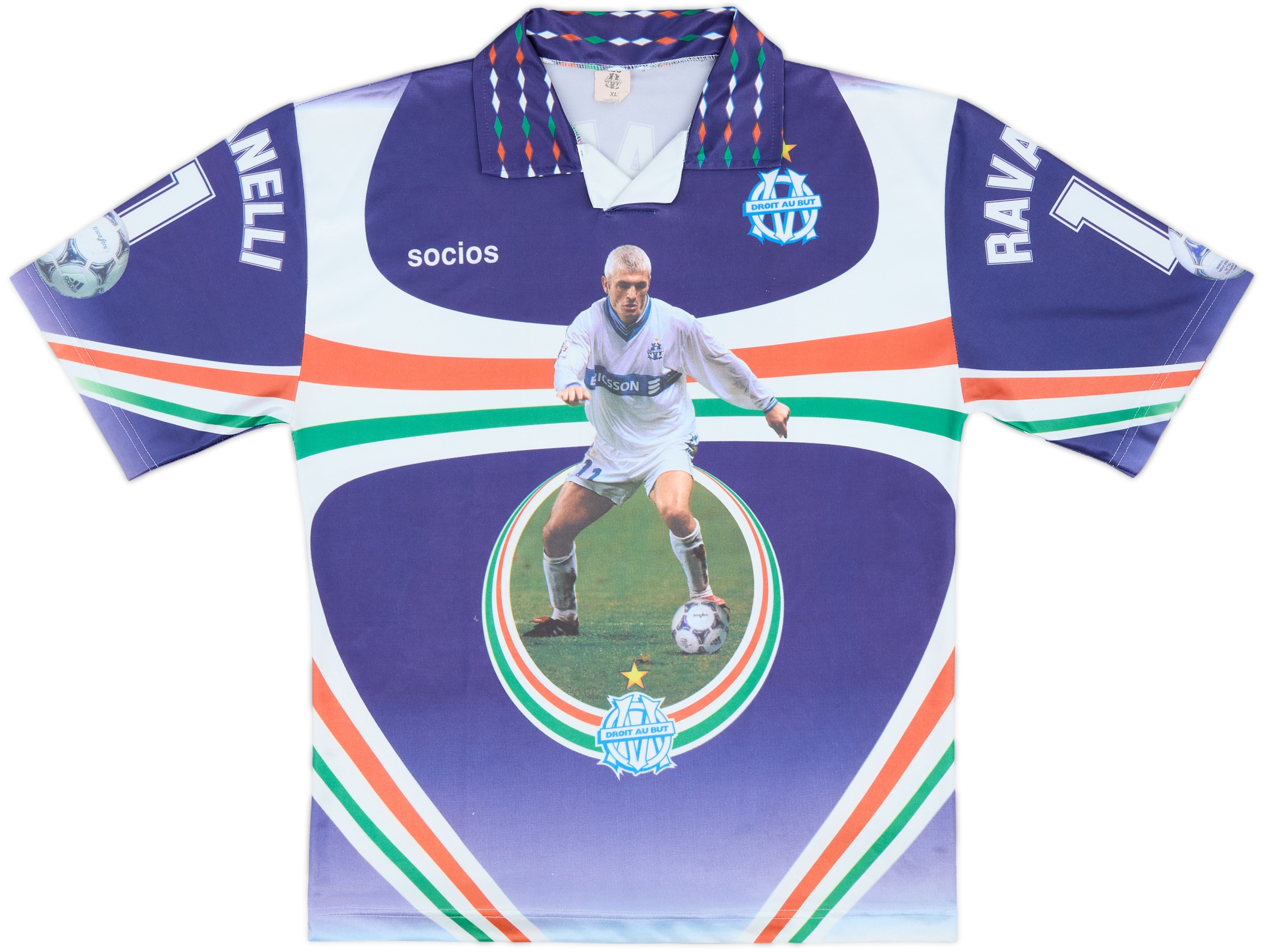 1997-98 Olympique Marseille Graphic Fan Shirt Ravanelli #11 - 9/10 - (XL)