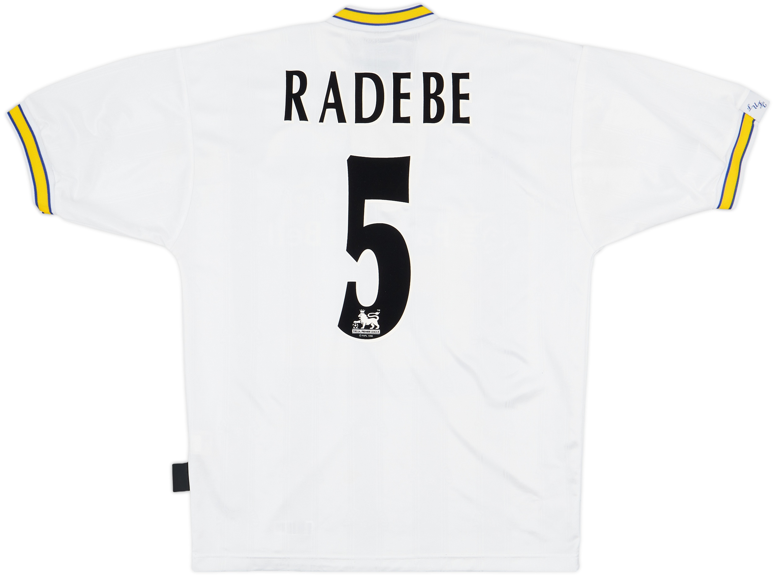 1996-98 Leeds United Home Shirt Radebe #5 - 8/10 - (M)