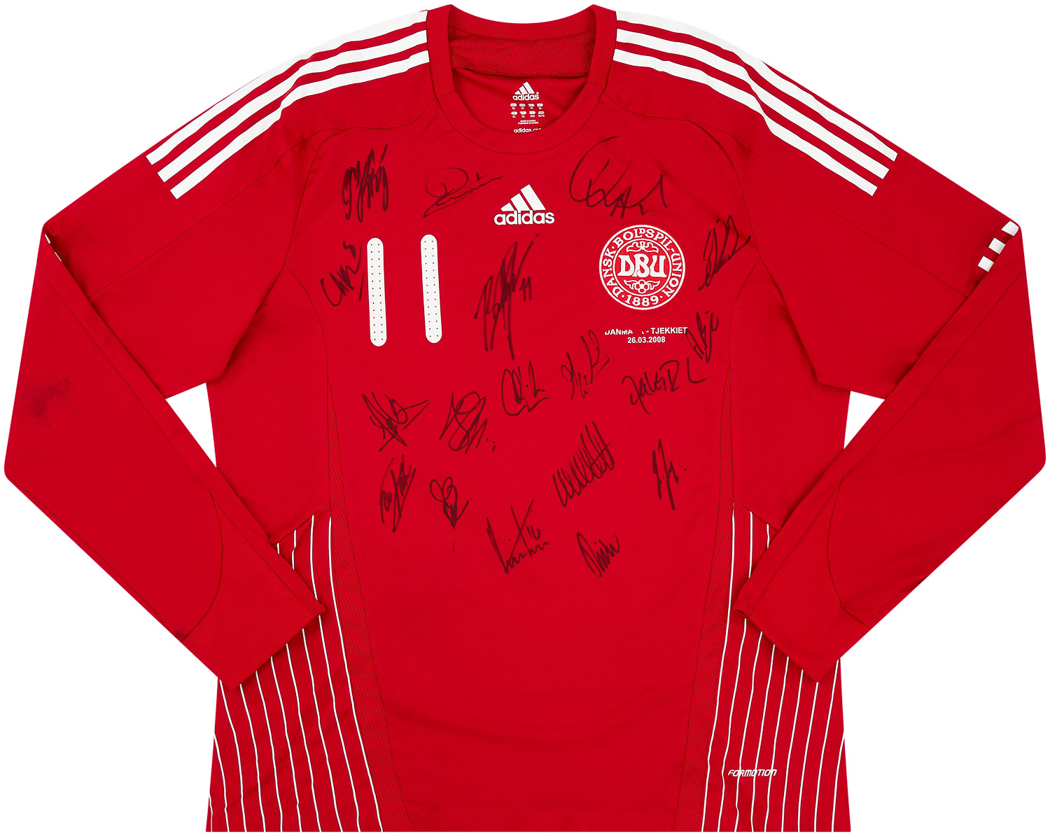 2008 Denmark Match Worn Signed Home L/S Shirt #11 (Bendtner) v Czech ...
