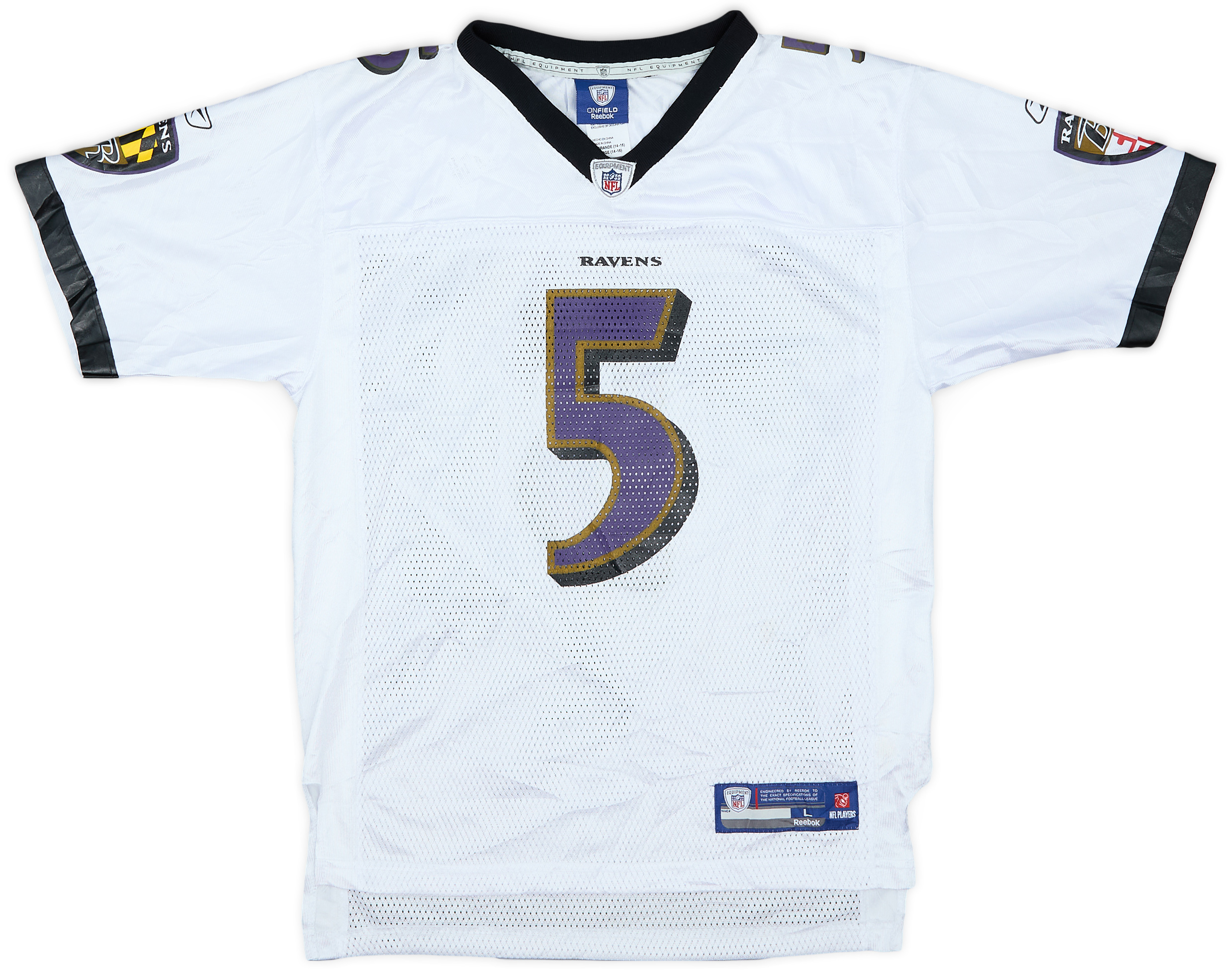 2008-11 Baltimore Ravens Flacco #5 Reebok On Field Away Jersey - 7/10 ...