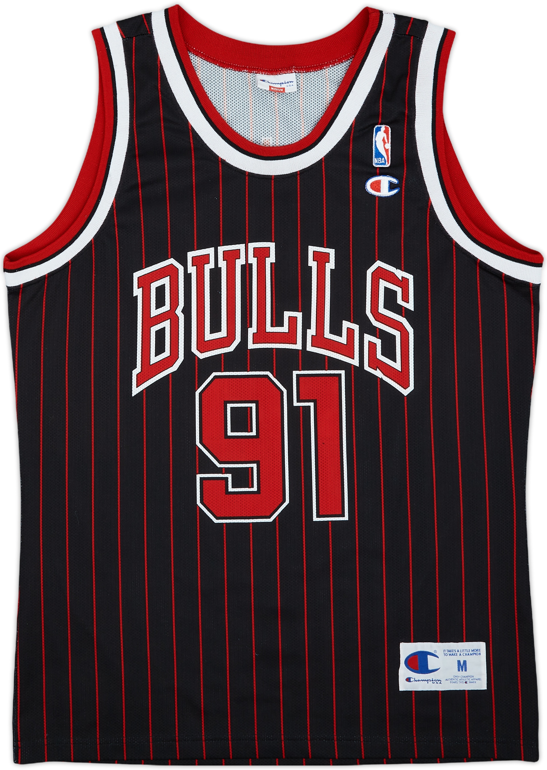 1995-97 Chicago Bulls Rodman #91 Champion Alternate Jersey - 9/10 - (M)