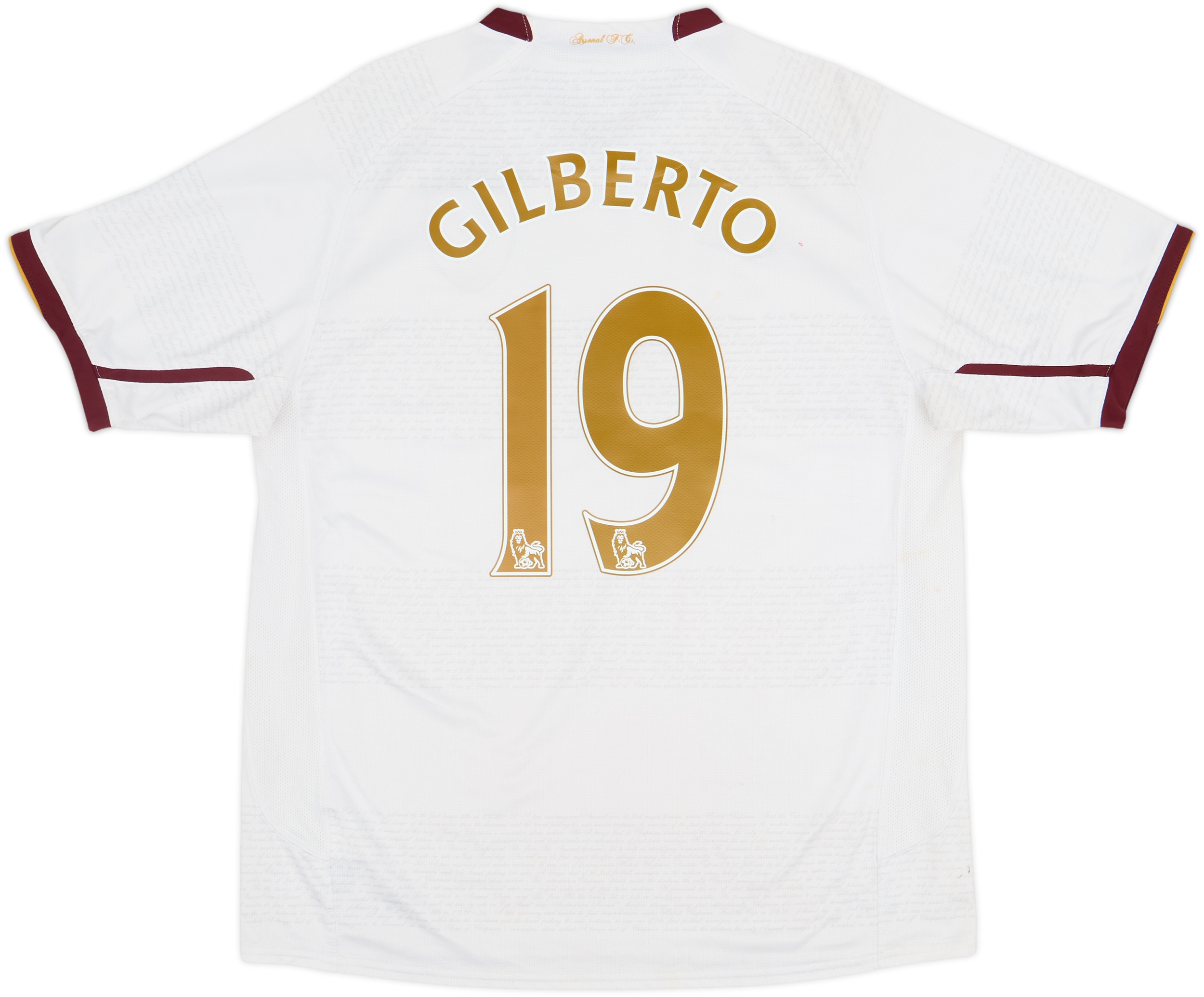 2007-08 Arsenal Away Shirt Gilberto #19 - 6/10 - (L)