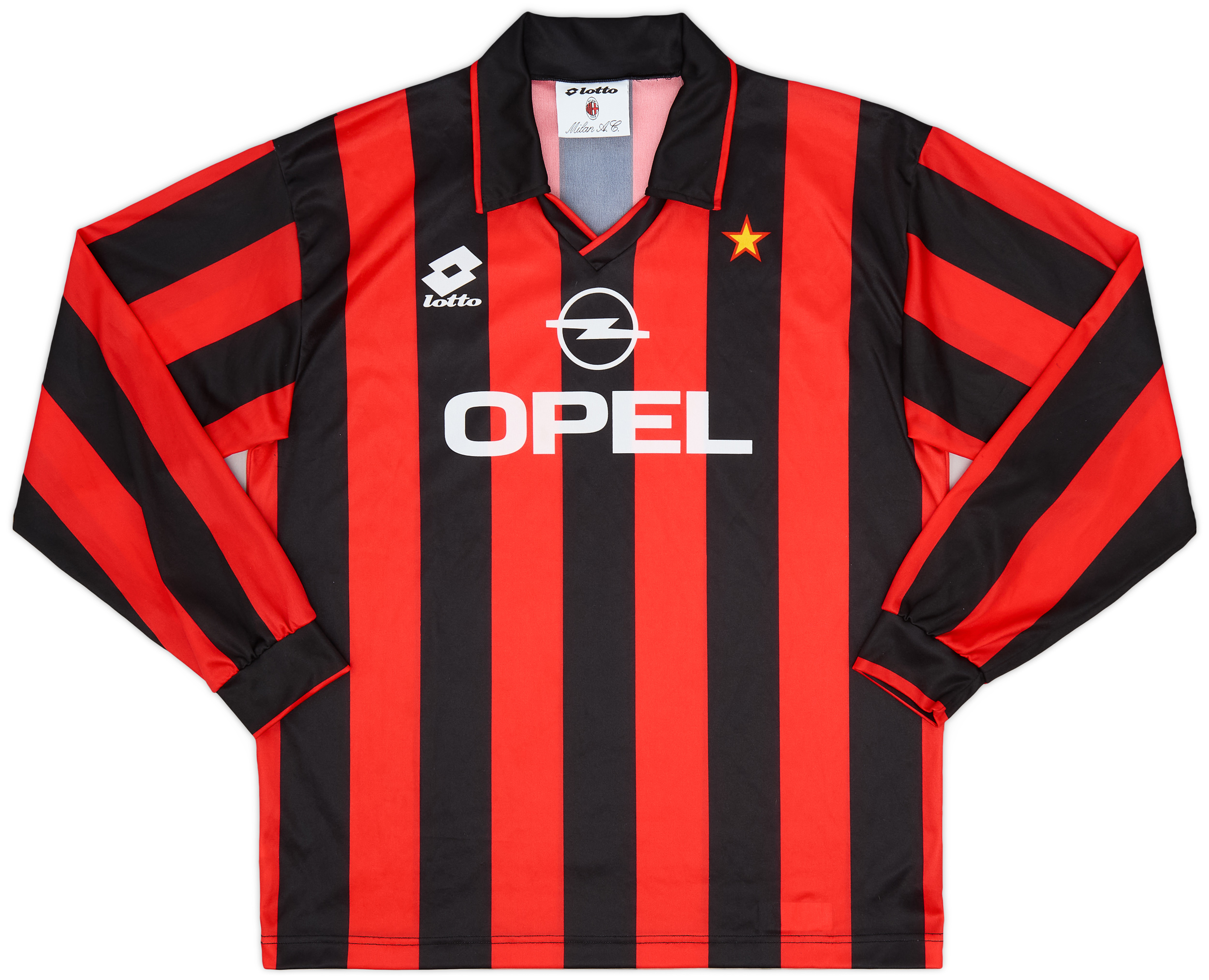 1994-95 AC Milan Basic Home L/S Shirt - 8/10 - (XL.Boys)
