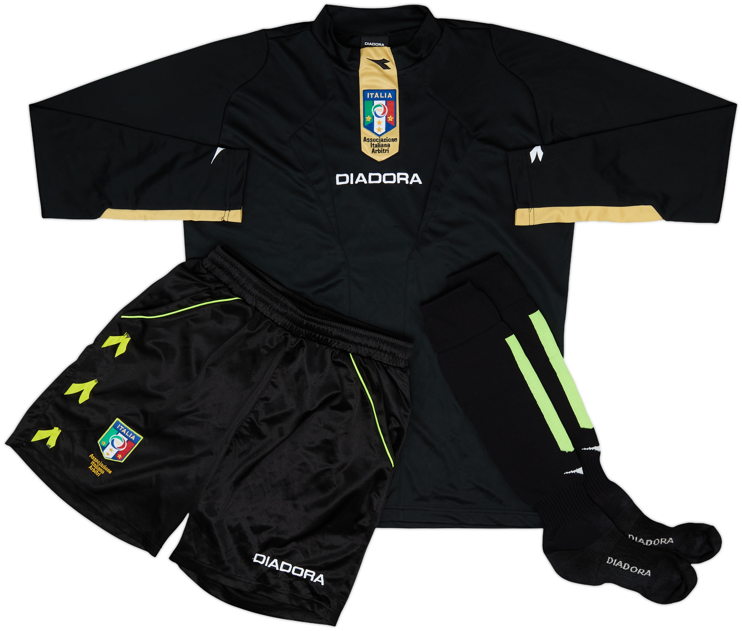 2007-09 Italy Diadora Referee L/S Full Kit - 7/10 - (M)