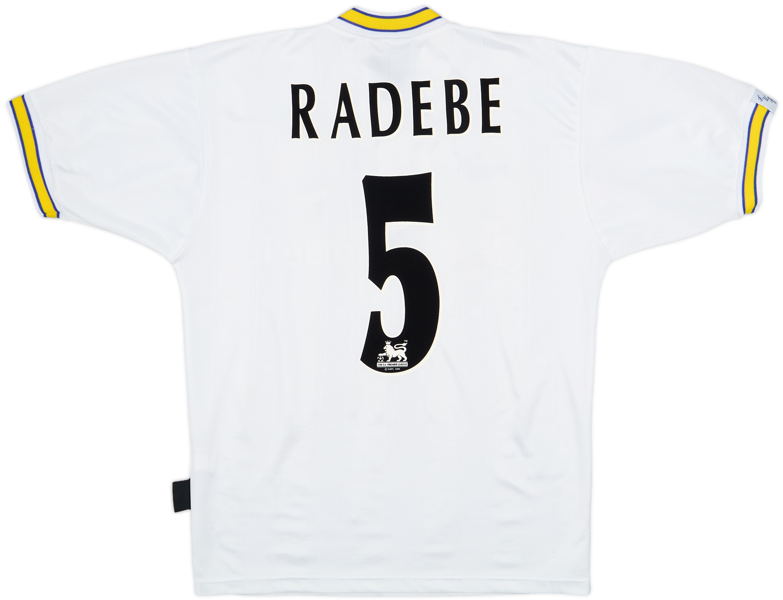 1996-98 Leeds United Home Shirt Radebe #5 - 7/10 - (S)