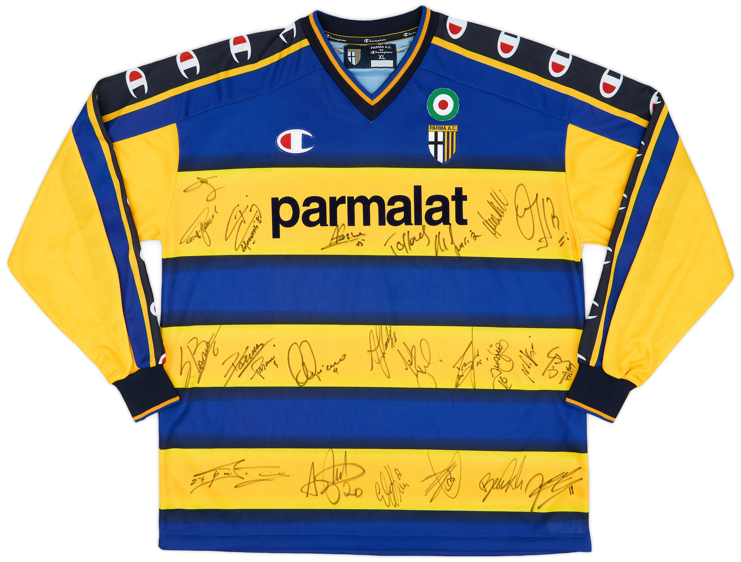 2002-03 Parma 'Squad Signed' Home L/S Shirt - 9/10 - (XL)
