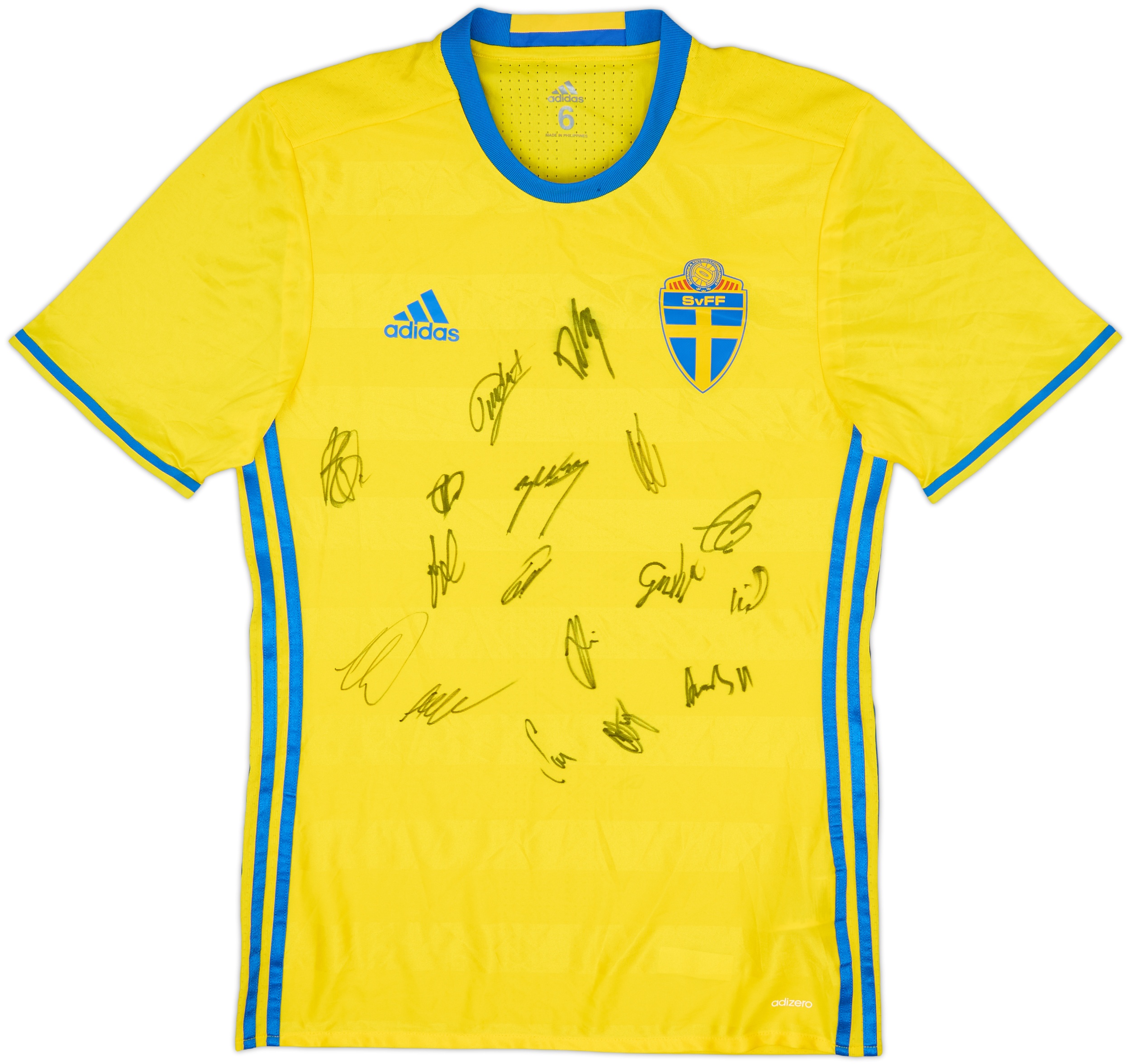 2016-17 Sweden 'Squad Signed' Player Issue Home Shirt - 7/10 - (M)