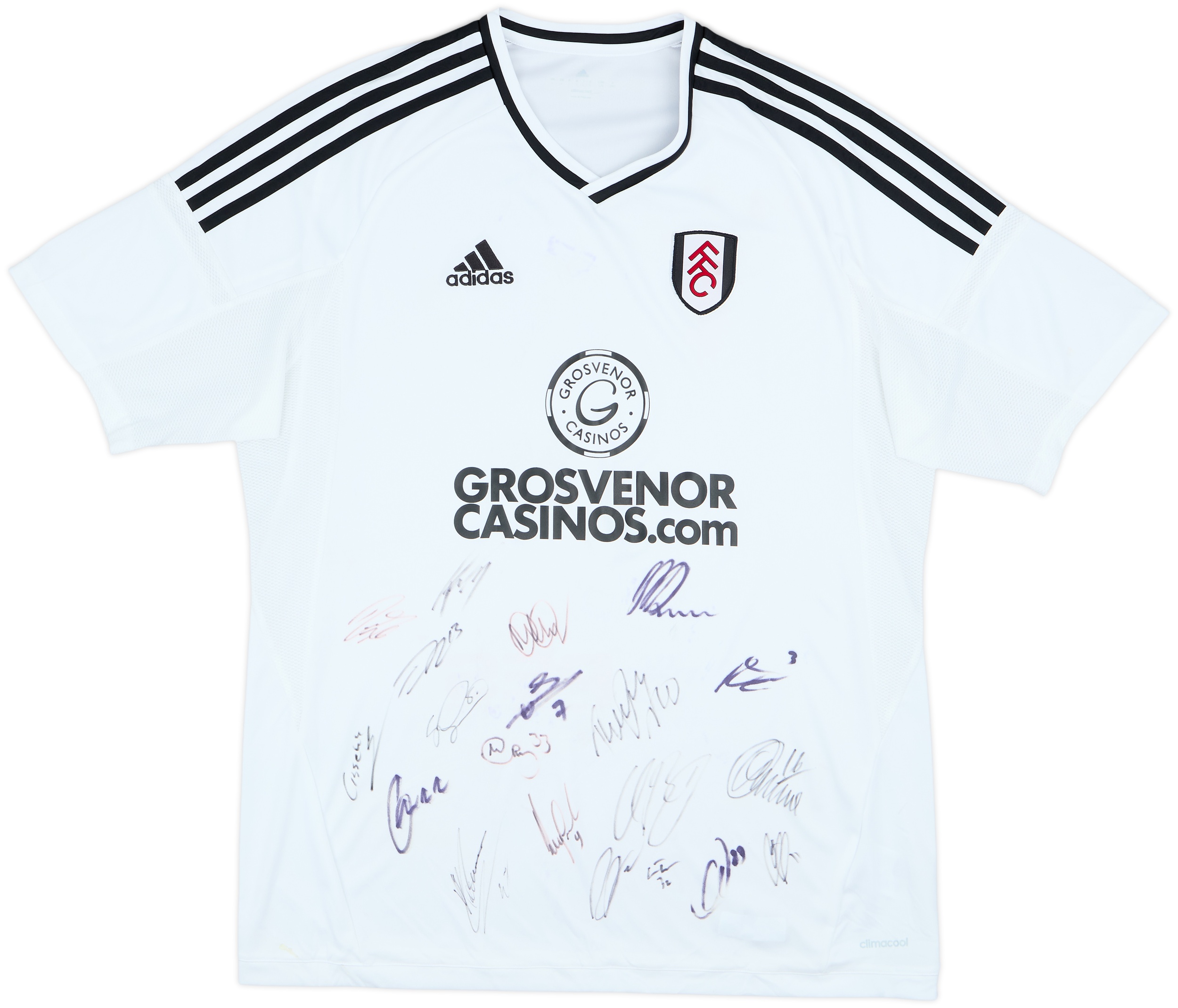 2017-18 Fulham Squad Signed Home Shirt - 7/10 - (L)