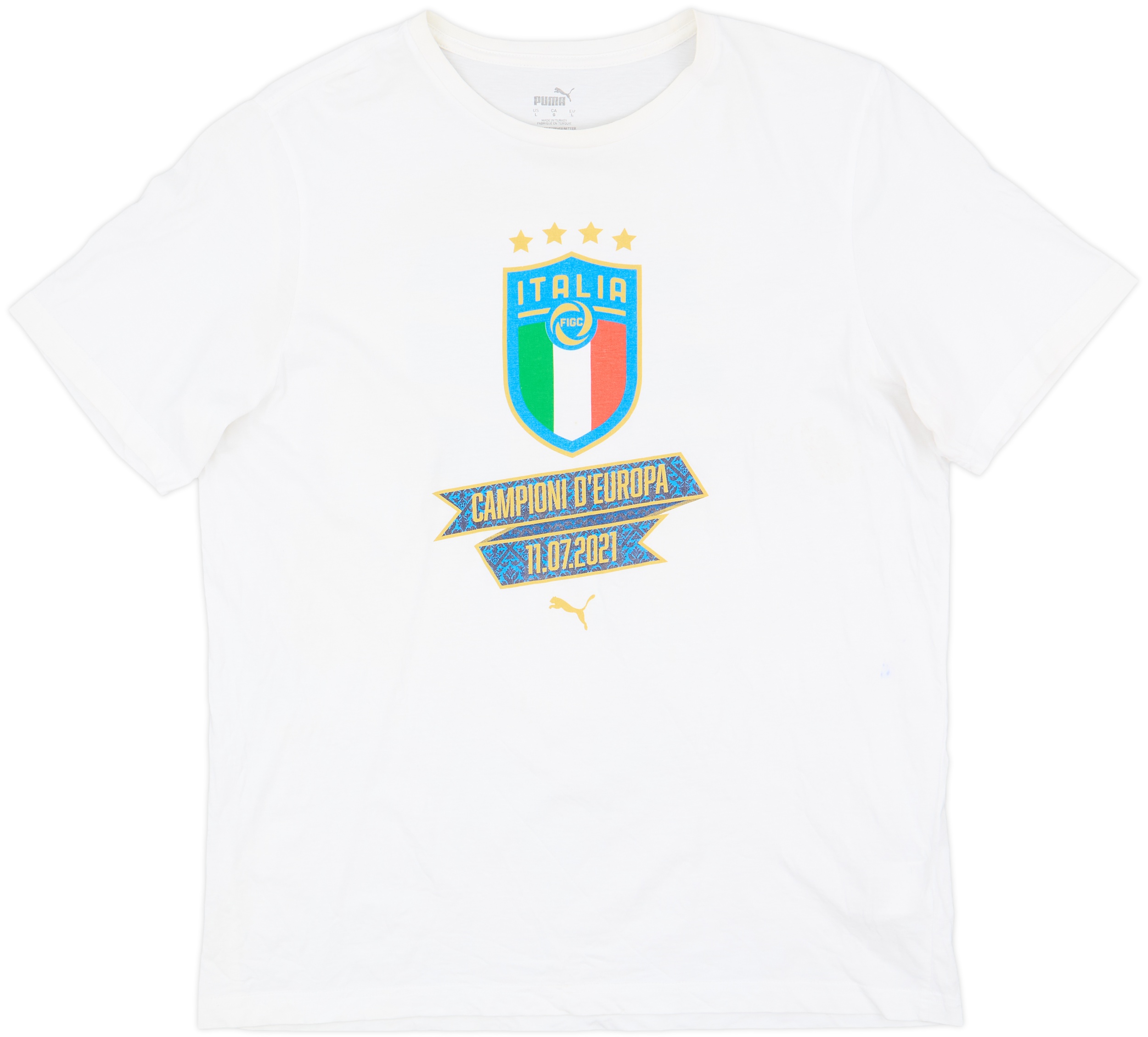 2021-22 Italy 'Campioni D'Europa' Cotton Tee - 8/10 - (L)