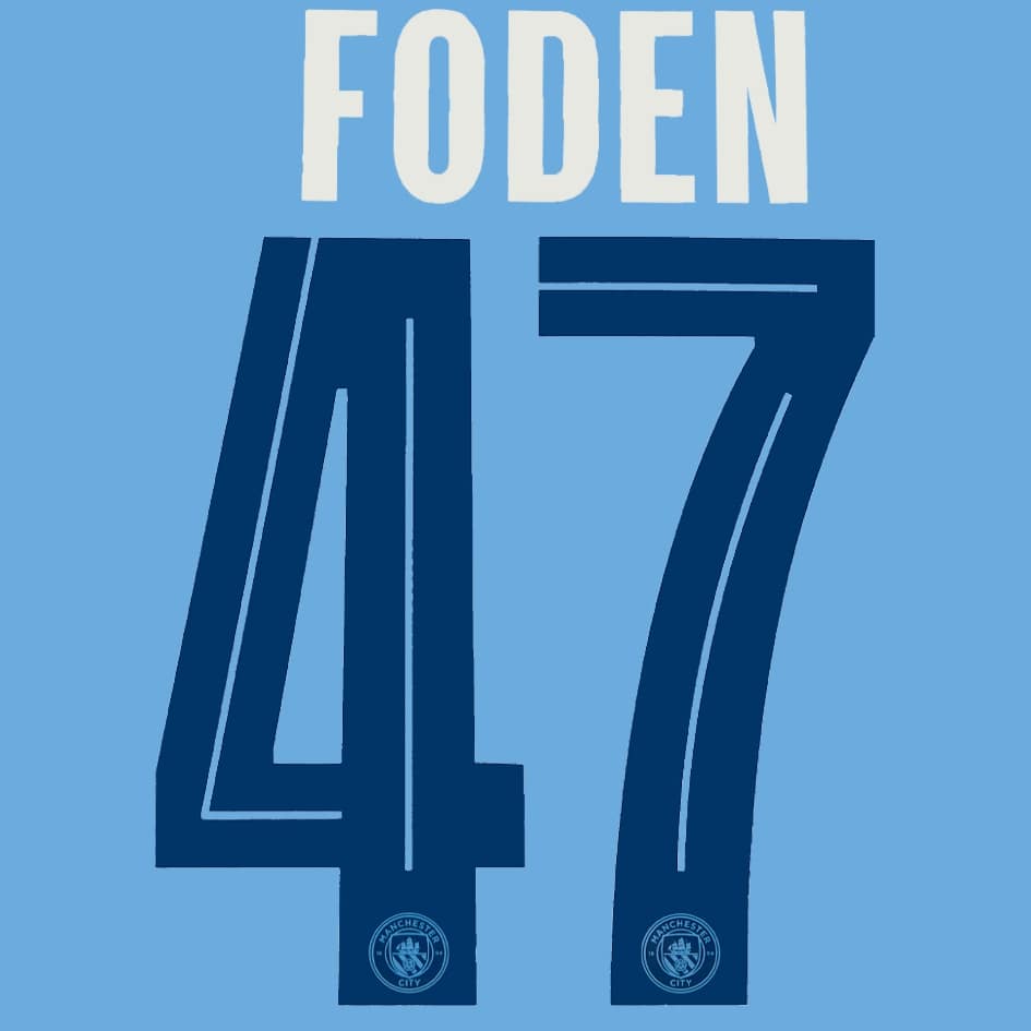 2023-24 Manchester City Home Cup Foden #47 Kids Name Set
