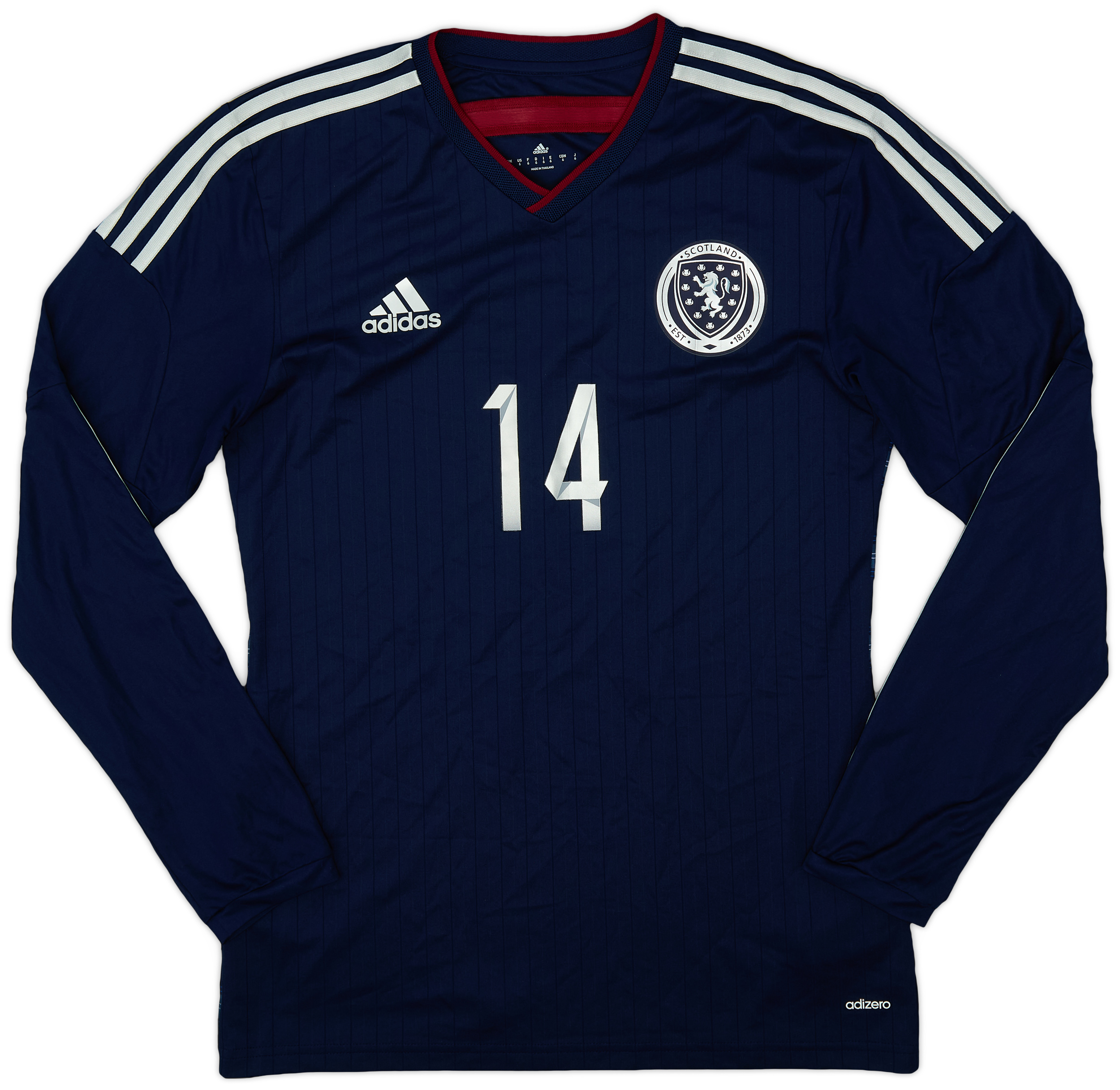 2014-15 Scotland Player Issue Home L/S Shirt #14 - 10/10 - (M)