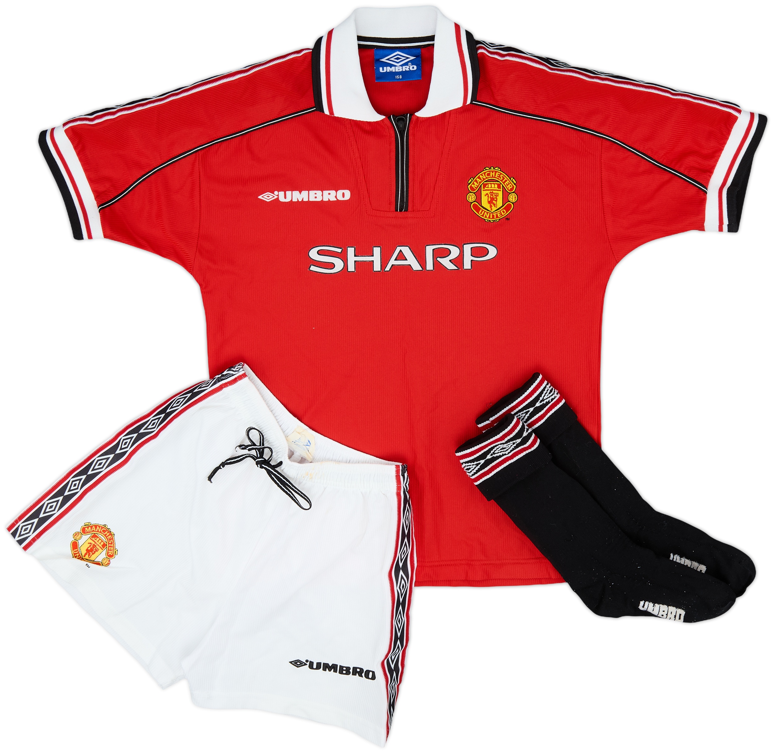 1998-00 Manchester United Home Full Kit - 8/10 - (L.Boys)