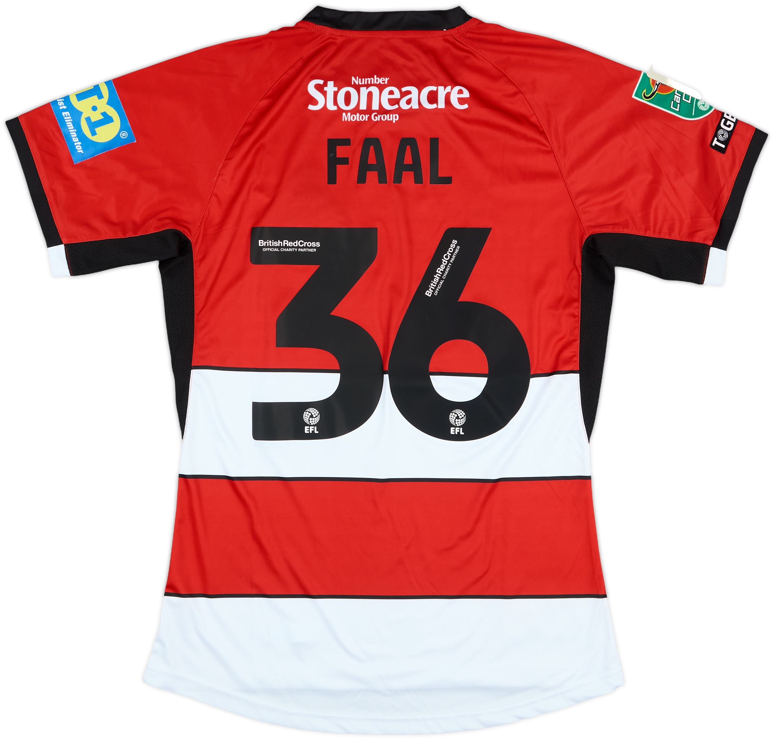 2023-24 Doncaster Rovers Match Issue Carabao Cup Home Shirt Faal #36