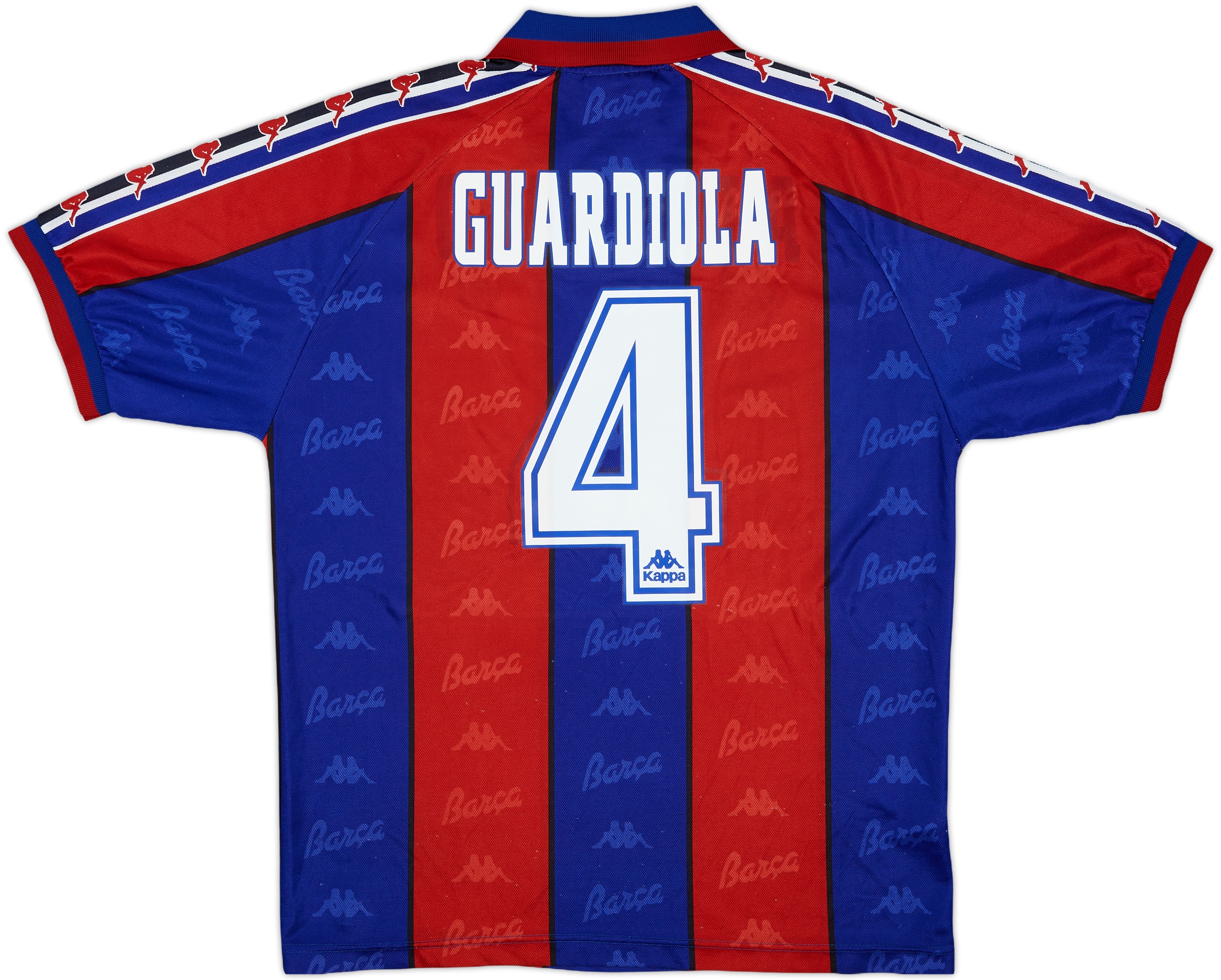 1995-97 Barcelona Home Shirt Guardiola #4 - 8/10 - (L)