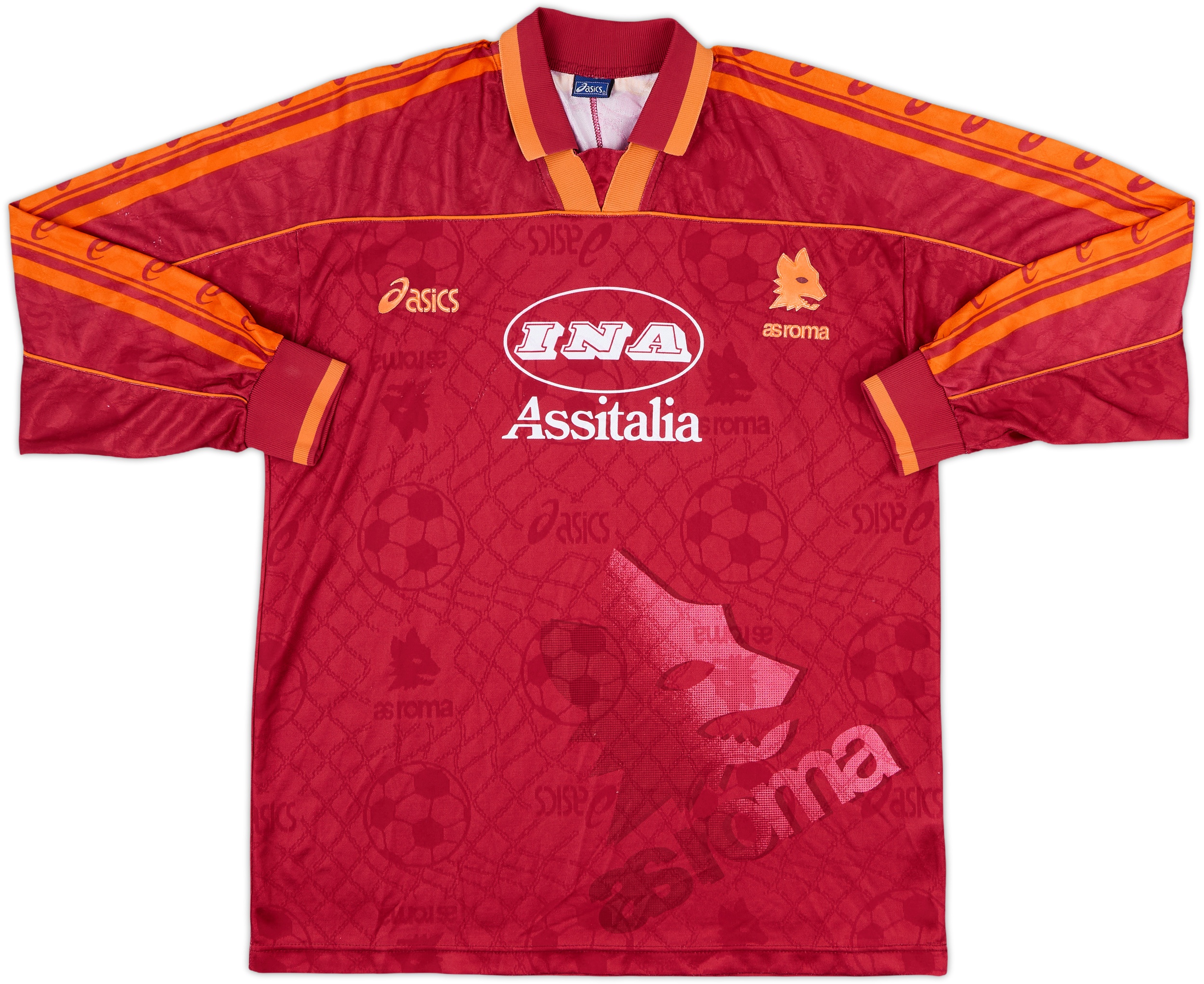 1995-96 Roma Home L/S Shirt - 9/10 - (L)