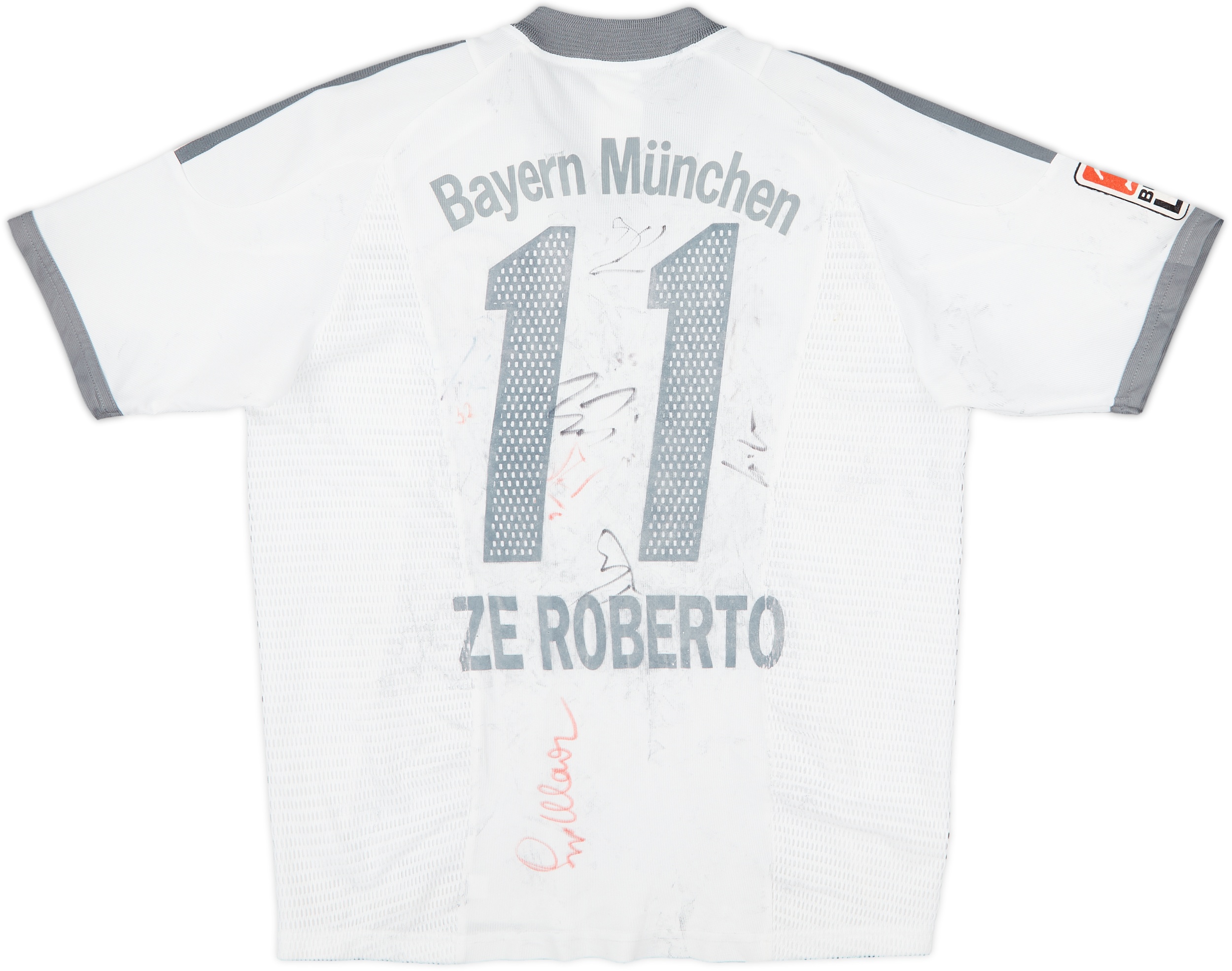 2002-03 Bayern Munich Signed Away Shirt Ze Roberto #11 - 4/10 - (XL.Boys)