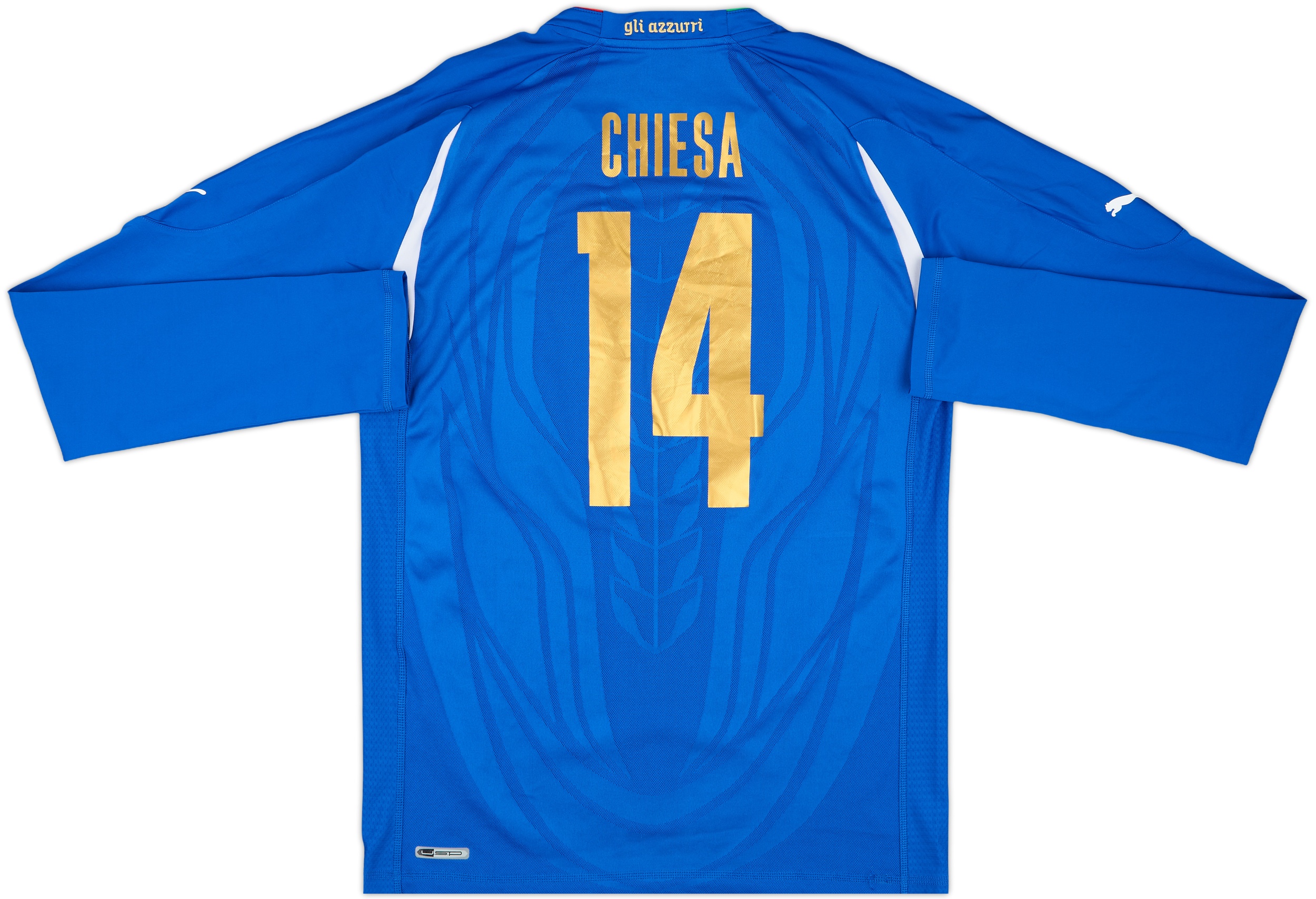 2010-12 Italy Authentic Home L/S Shirt Chiesa #14 - 8/10 - (XL)