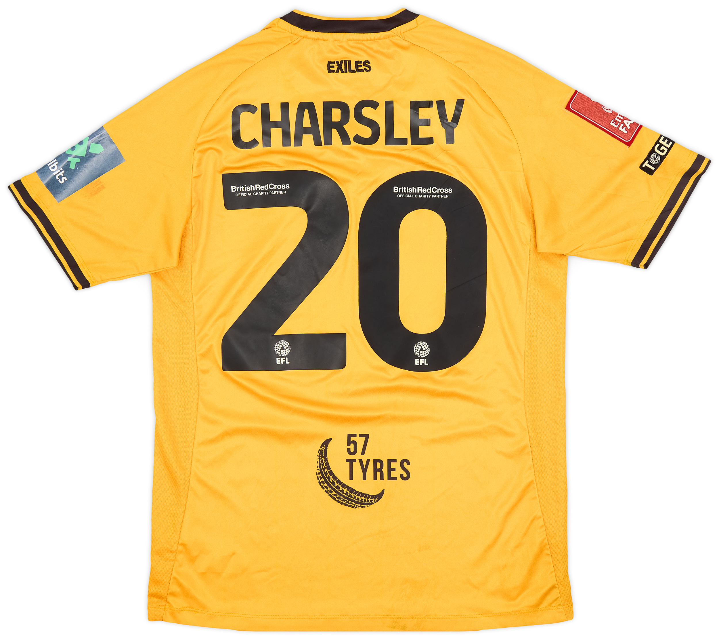2023-24 Newport County Match Issue FA Cup Home Shirt Charsley #20