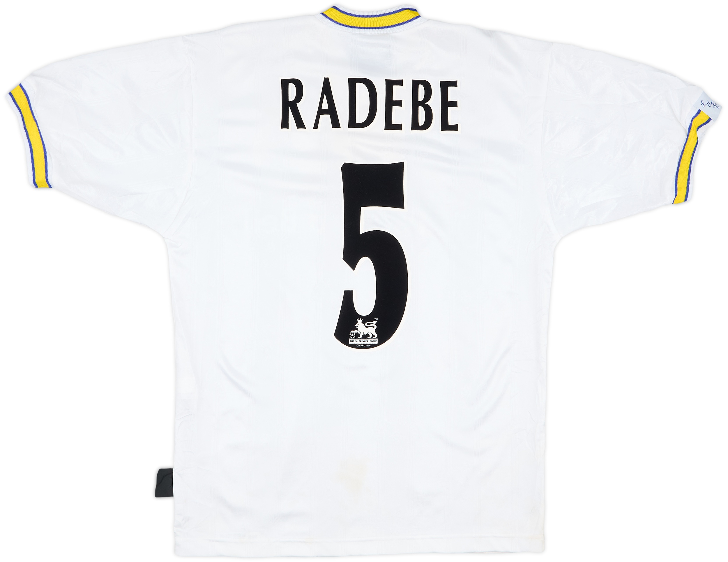 1996-98 Leeds United Home Shirt Radebe #5 - 7/10 - (S)