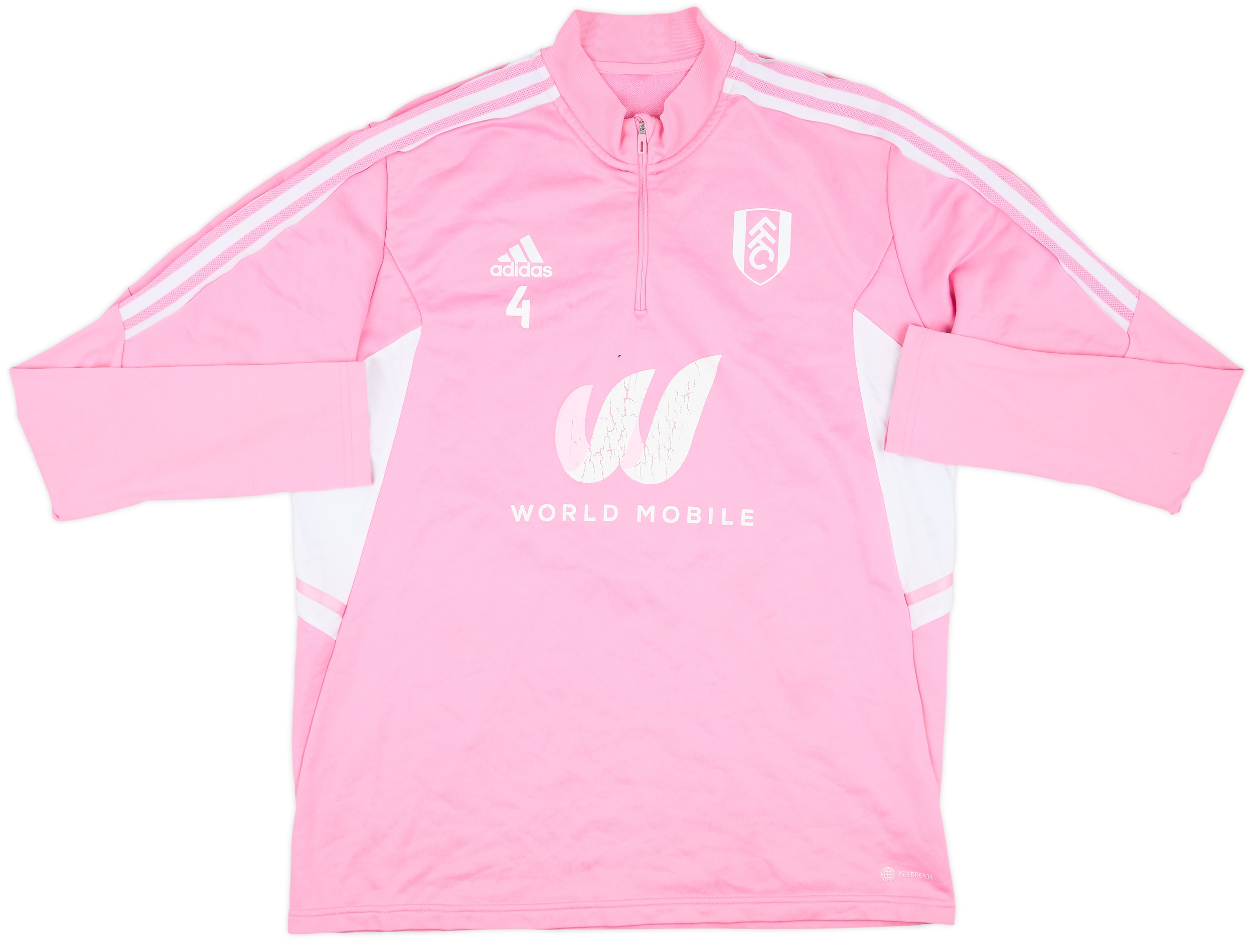 2021-22 Fulham Player Issue adidas 1/4 Zip Drill Top #4 (Tosin) - 7/10 - (XL)