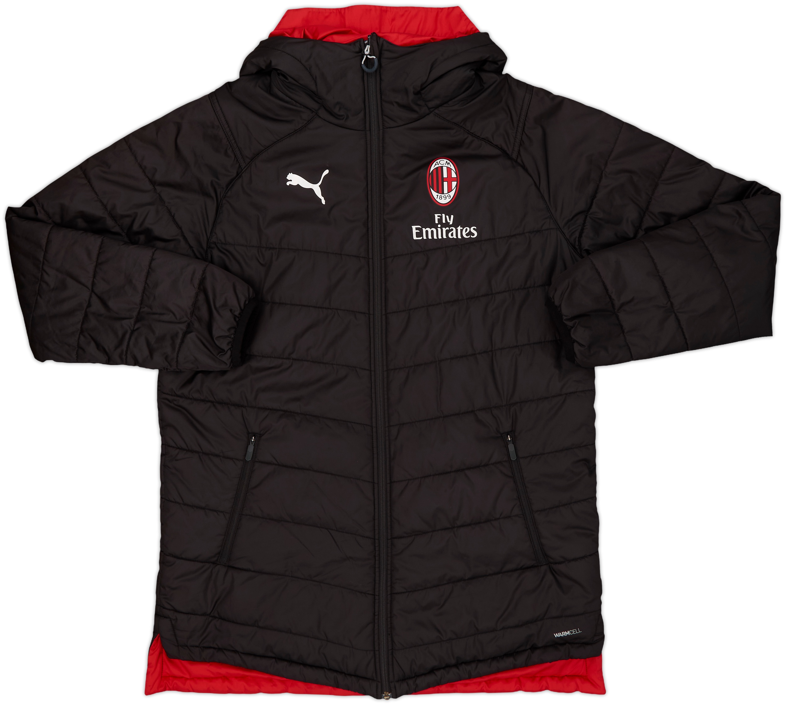 2017-18 AC Milan Puma Reversible Hooded Bench Coat - 10/10 - (XL)
