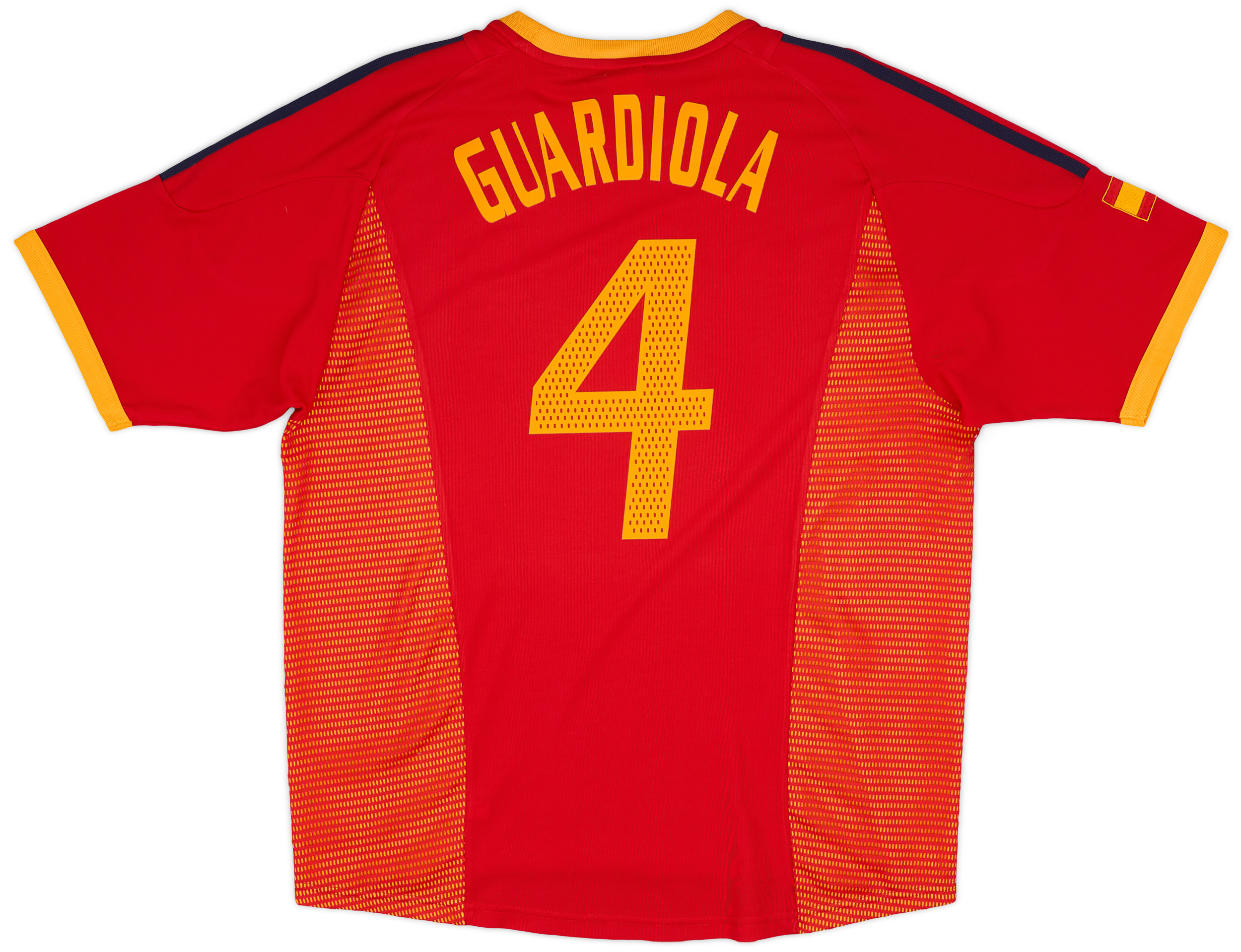 2002-04 Spain Home Shirt Guardiola #4 - 9/10 - (L)