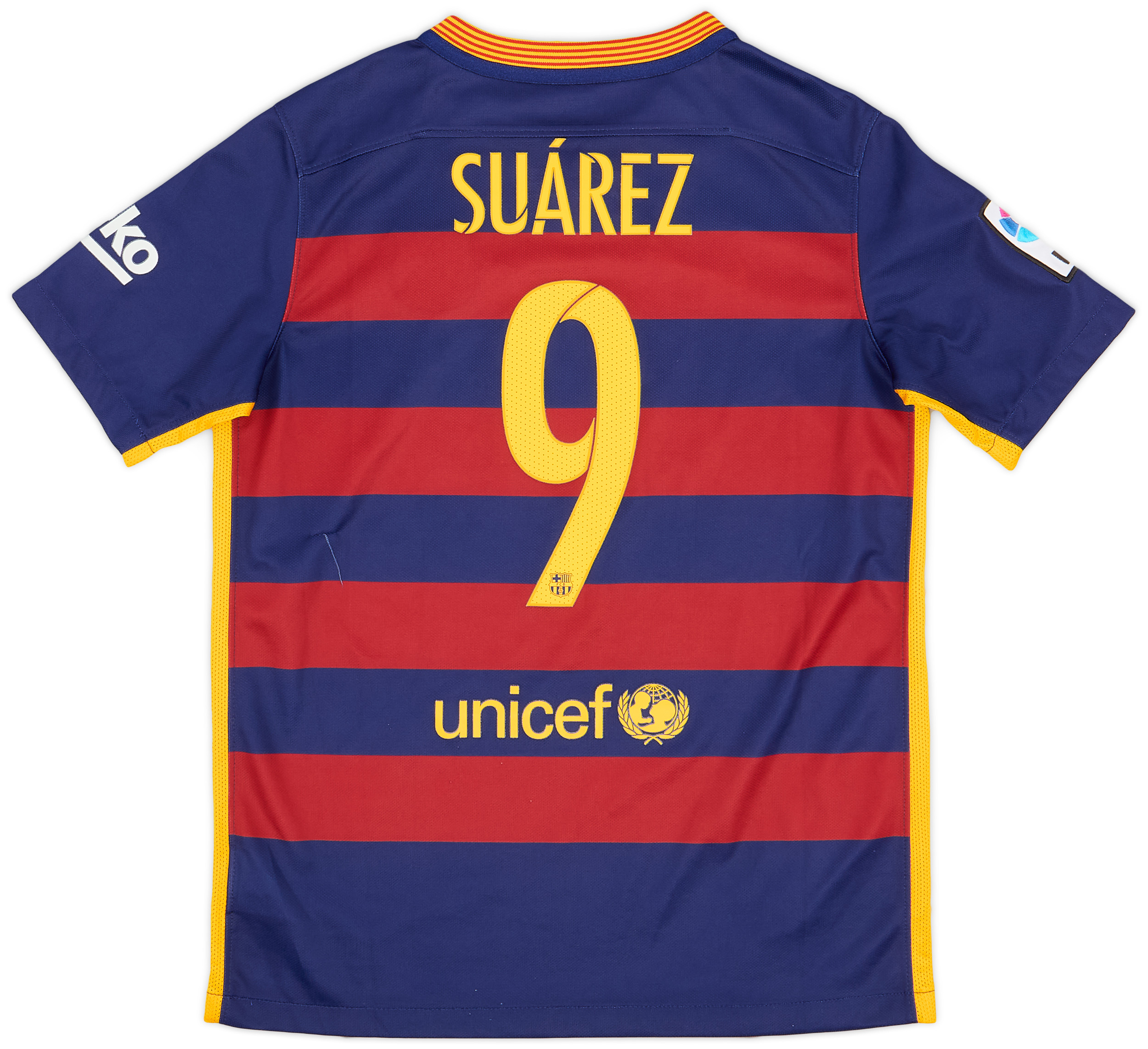 2015-16 Barcelona Home Shirt Suárez #9 - 9/10 - (L.Boys)