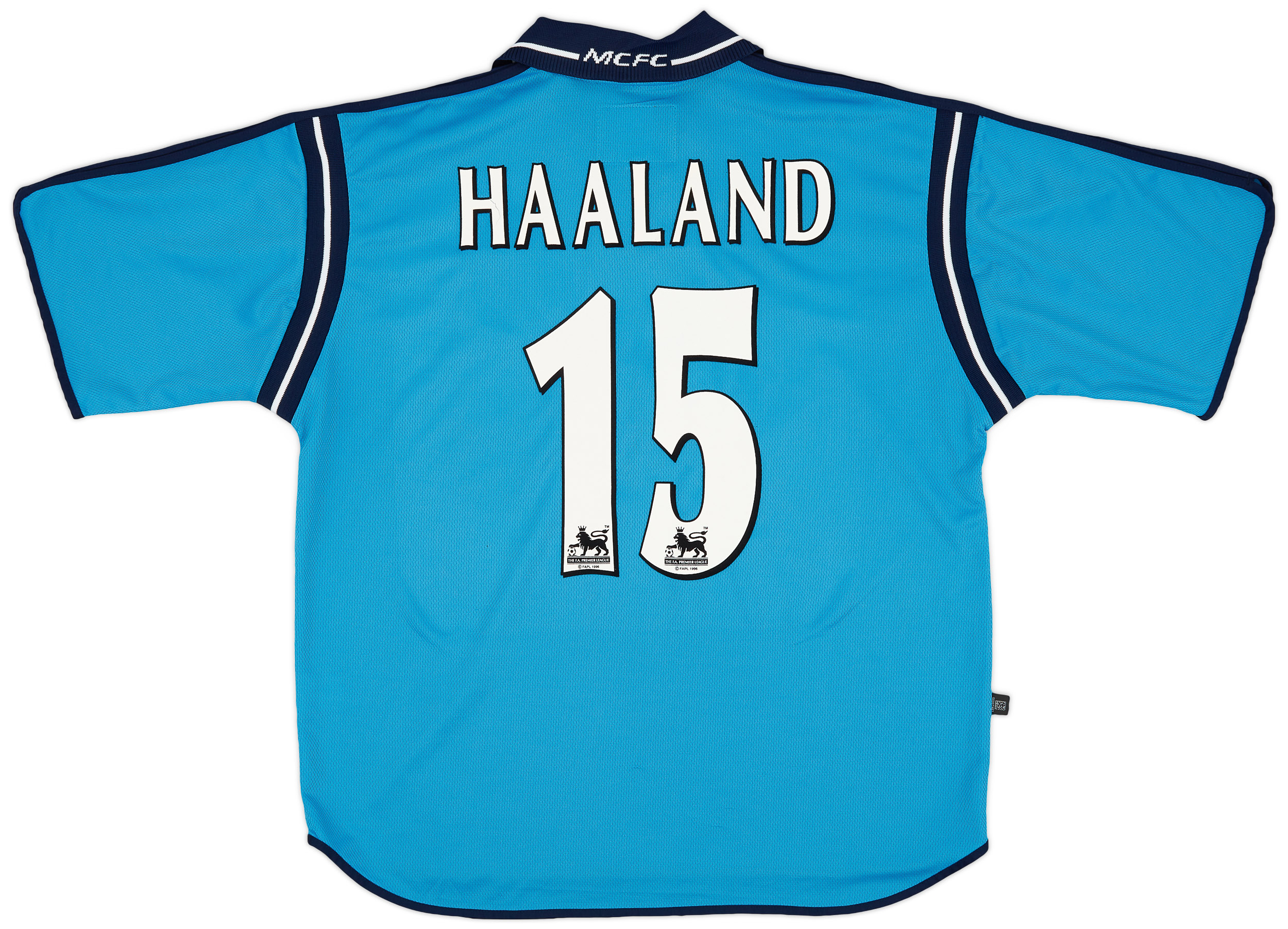 2002-03 Manchester City Home Shirt Haaland #15 - 8/10 - (L)