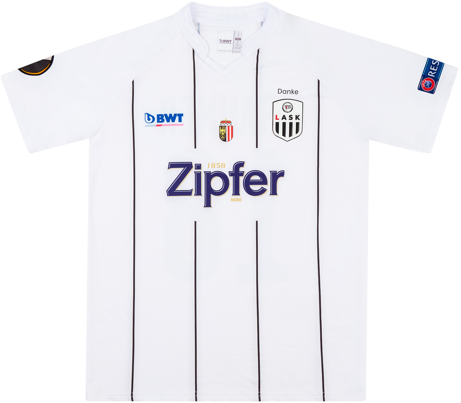 2019-20 LASK Linz Match Issue Europa League 'Danke' Home Shirt Trauner ...