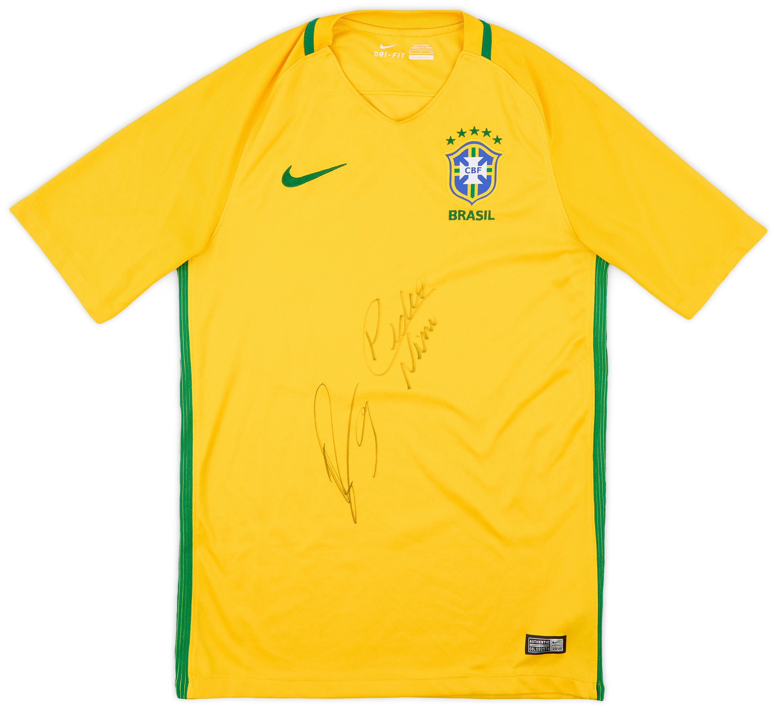 2016-17 Brazil Signed Home Shirt - 7/10 - (S)