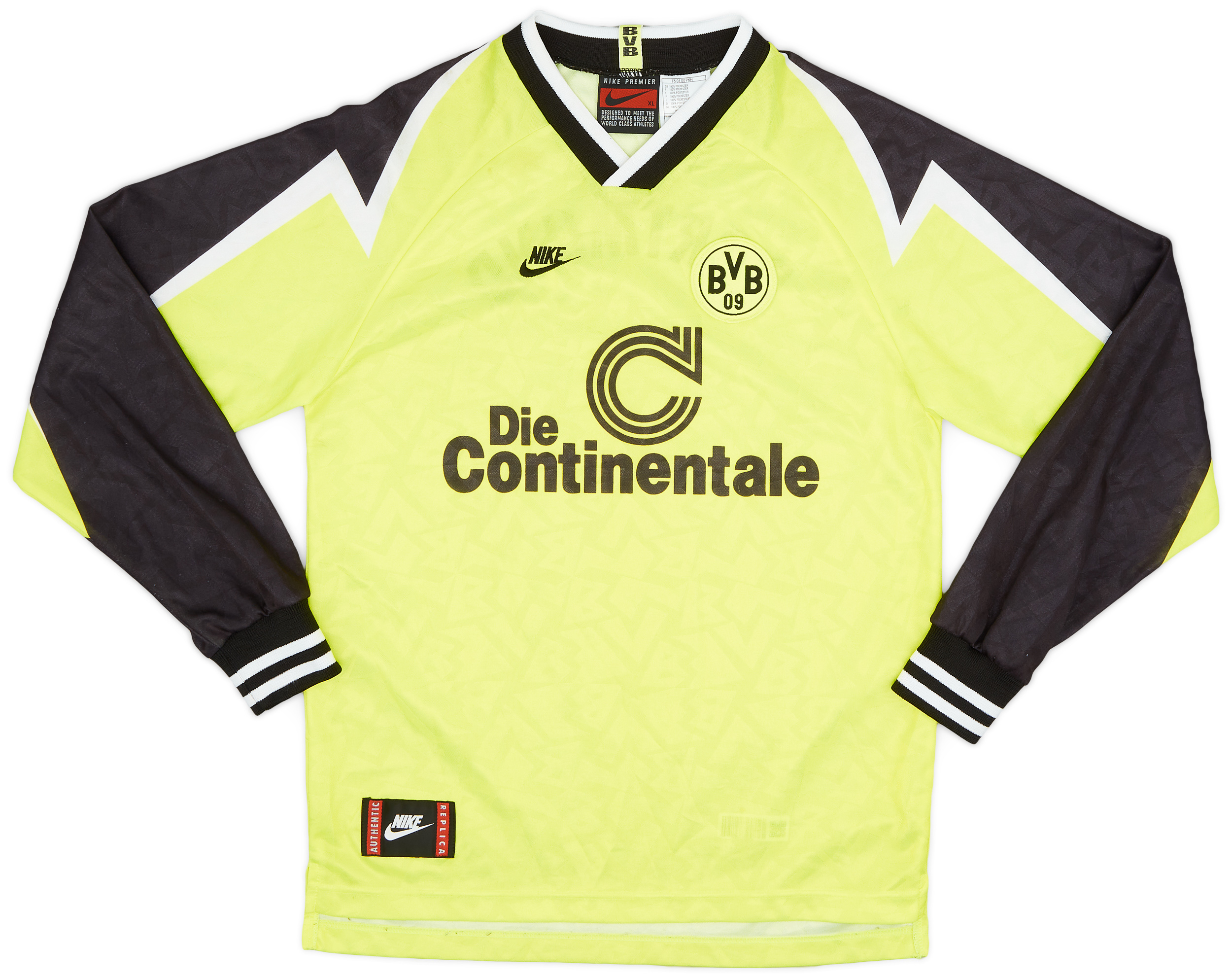 1995-96 Borussia Dortmund Home L/S Shirt - 8/10 - (XL.Boys)
