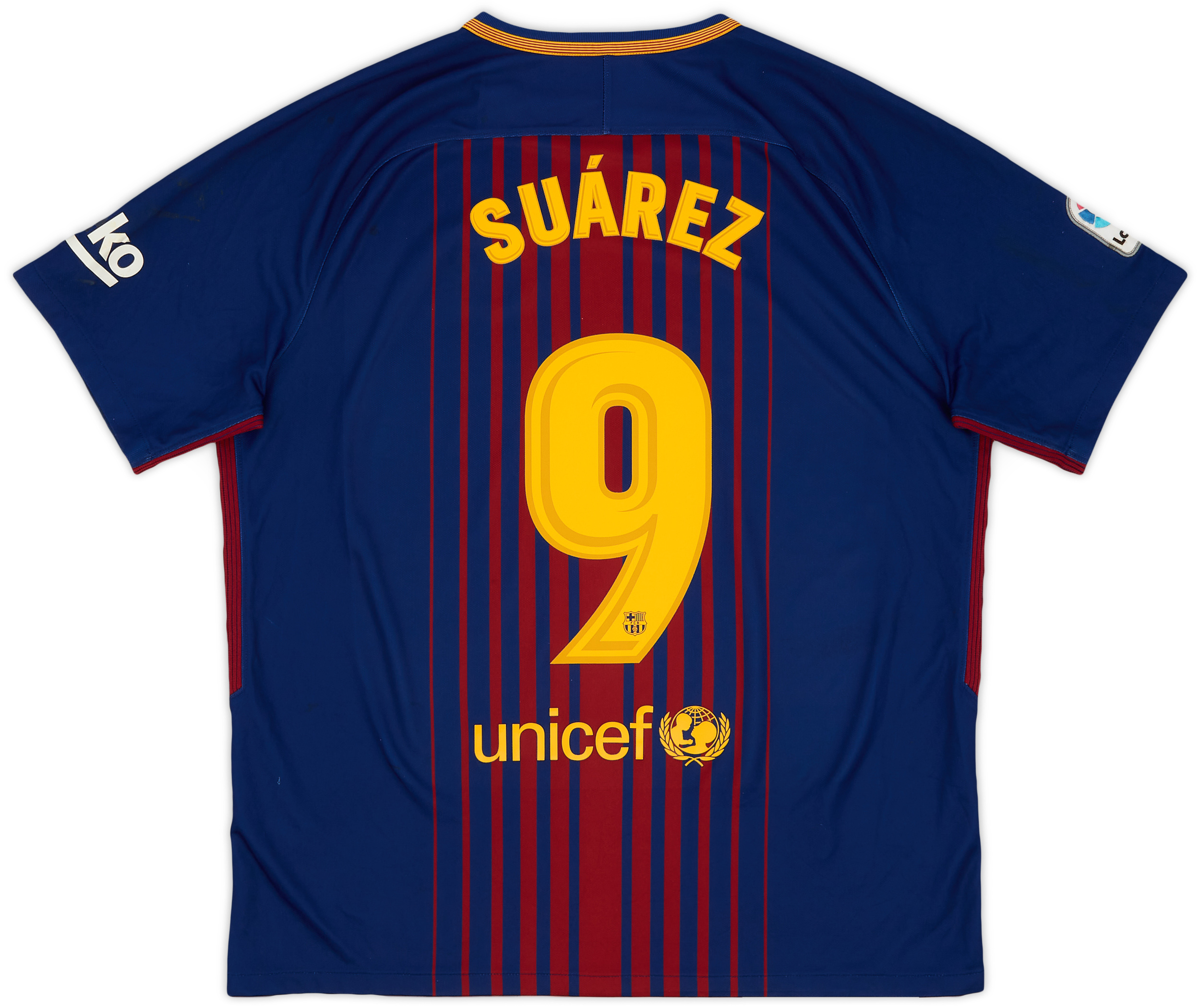 2017-18 Barcelona Home Shirt Suarez #9 - 4/10 - (XL)