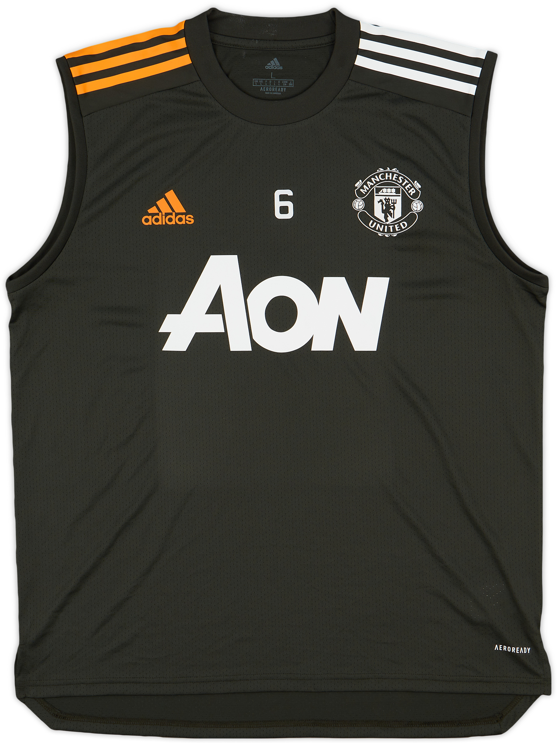 2020-21 Manchester United Player Issue adidas Training Vest #6 - 8/10 - (L)