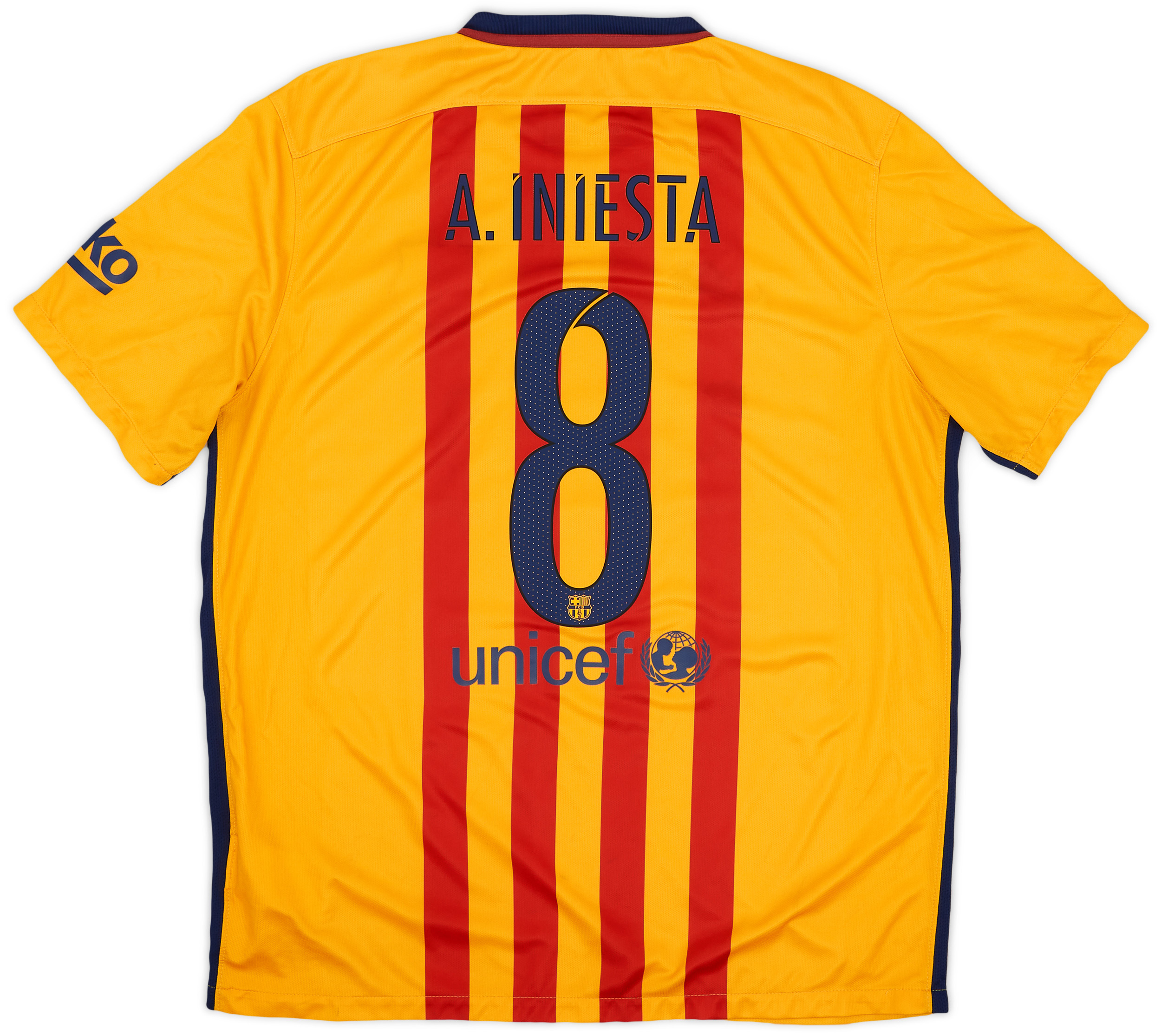 2015-16 Barcelona Away Shirt Iniesta #8 - 7/10 - (XL)