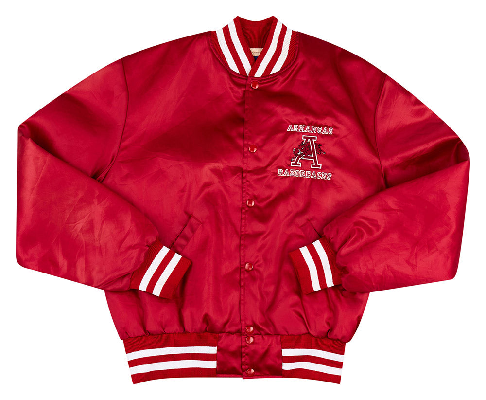 1990s Arkansas Razorbacks Satin Varsity Jacket L