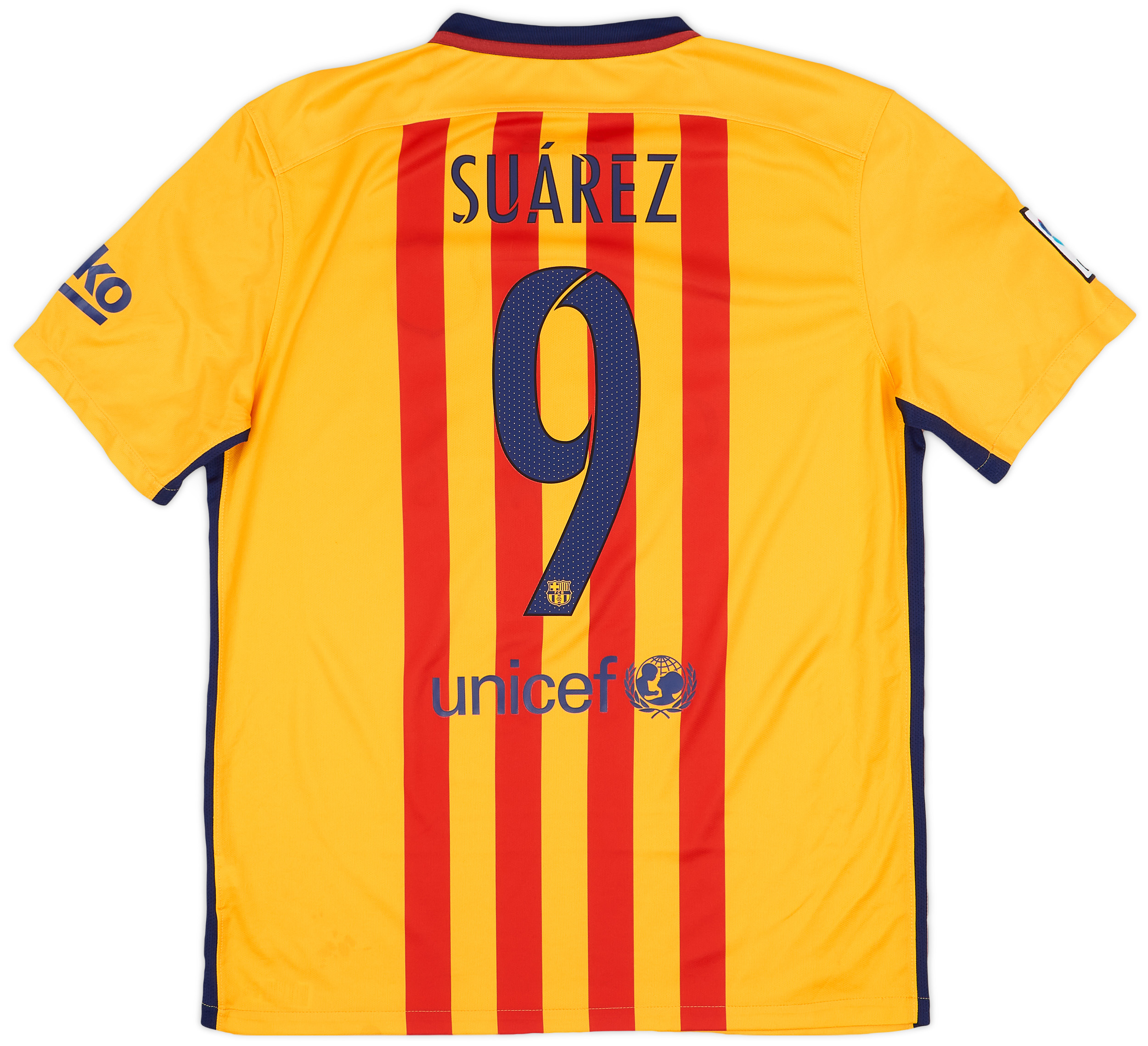 2015-16 Barcelona Away Shirt Suarez #9 - 6/10 - (L)