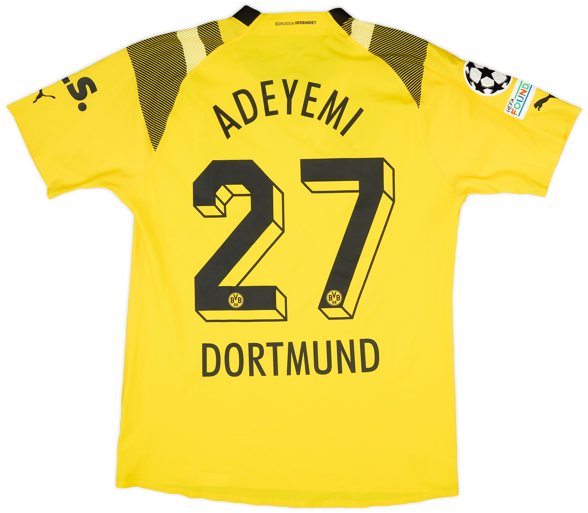 2022-23 Dortmund Match Issue Champions League Home Shirt Adeyemi #27