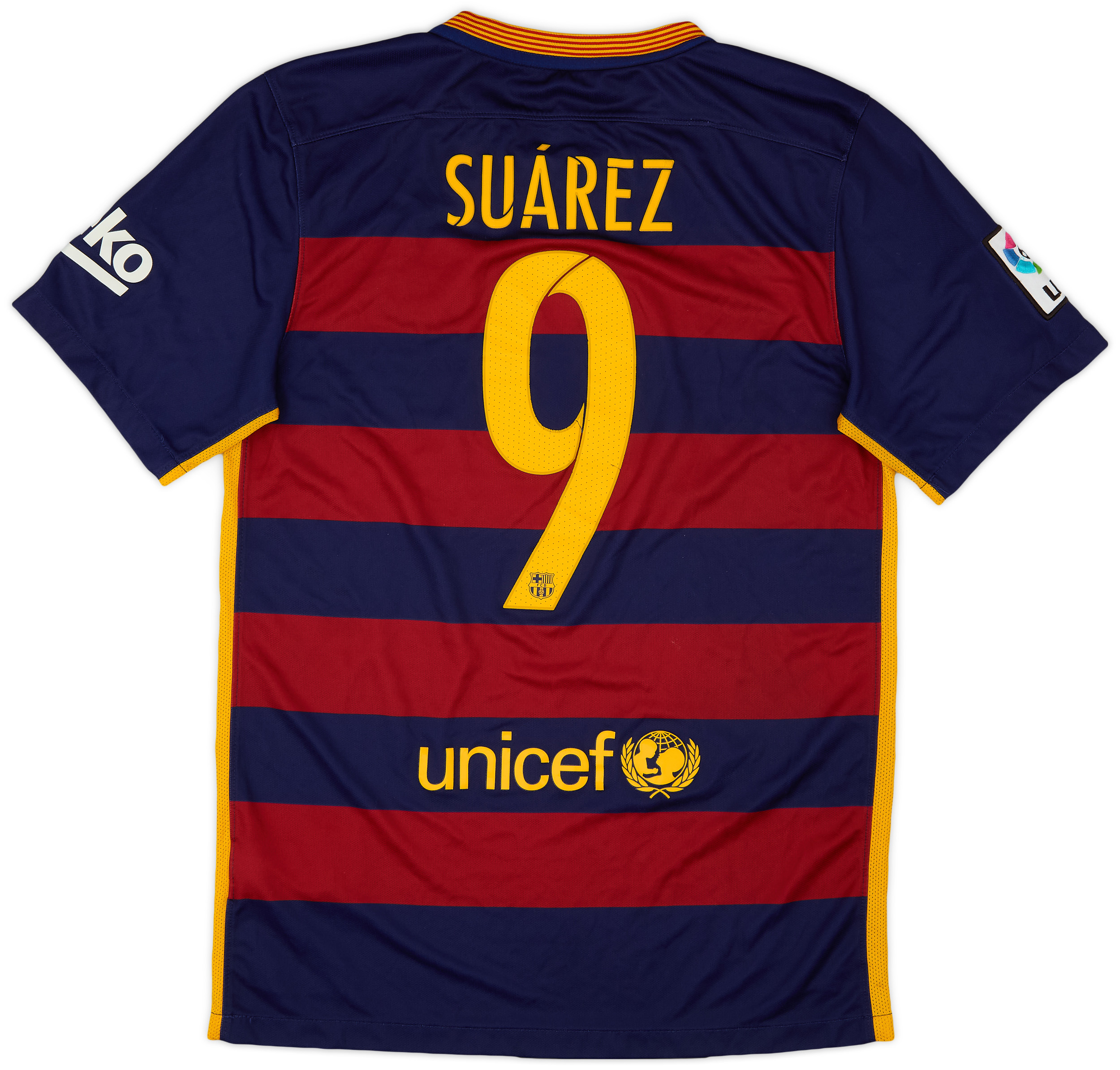 2015-16 Barcelona Home Shirt Suarez #9 - 7/10 - (S)