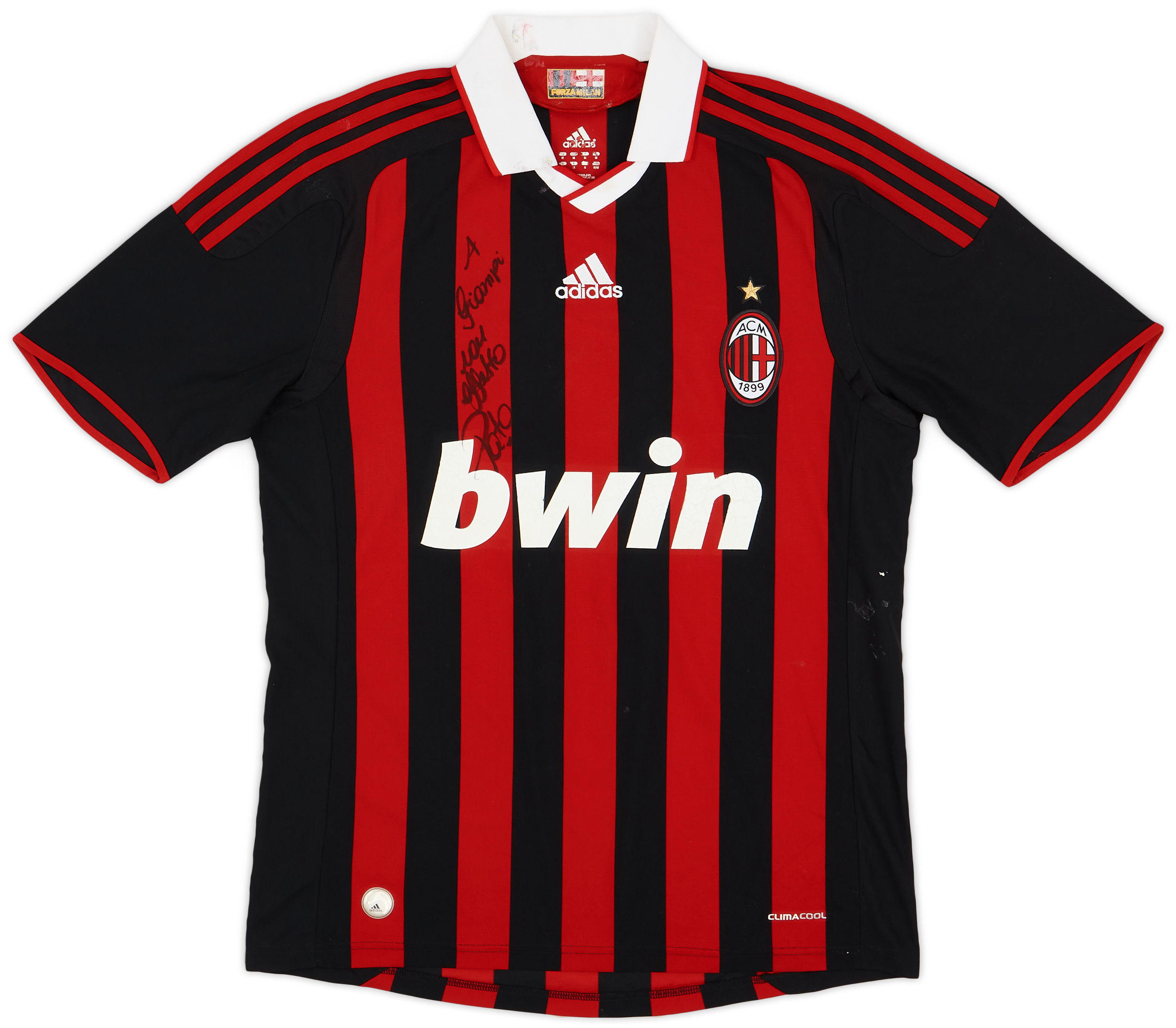 2009-10 AC Milan Signed Home Shirt - 5/10 - (M)