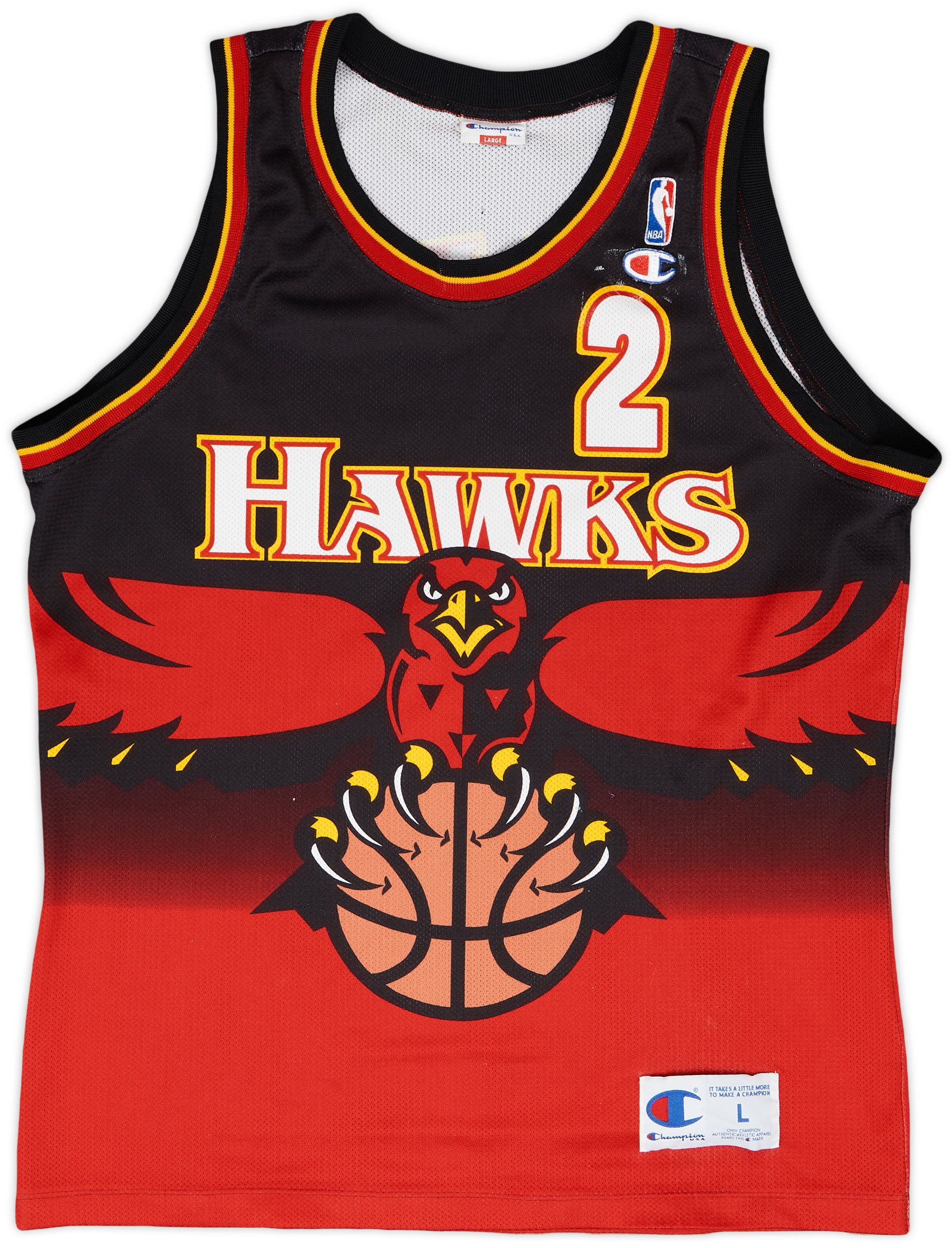 1995-96 Atlanta Hawks Augmon #2 Champion Away Jersey - 8/10 - (L)