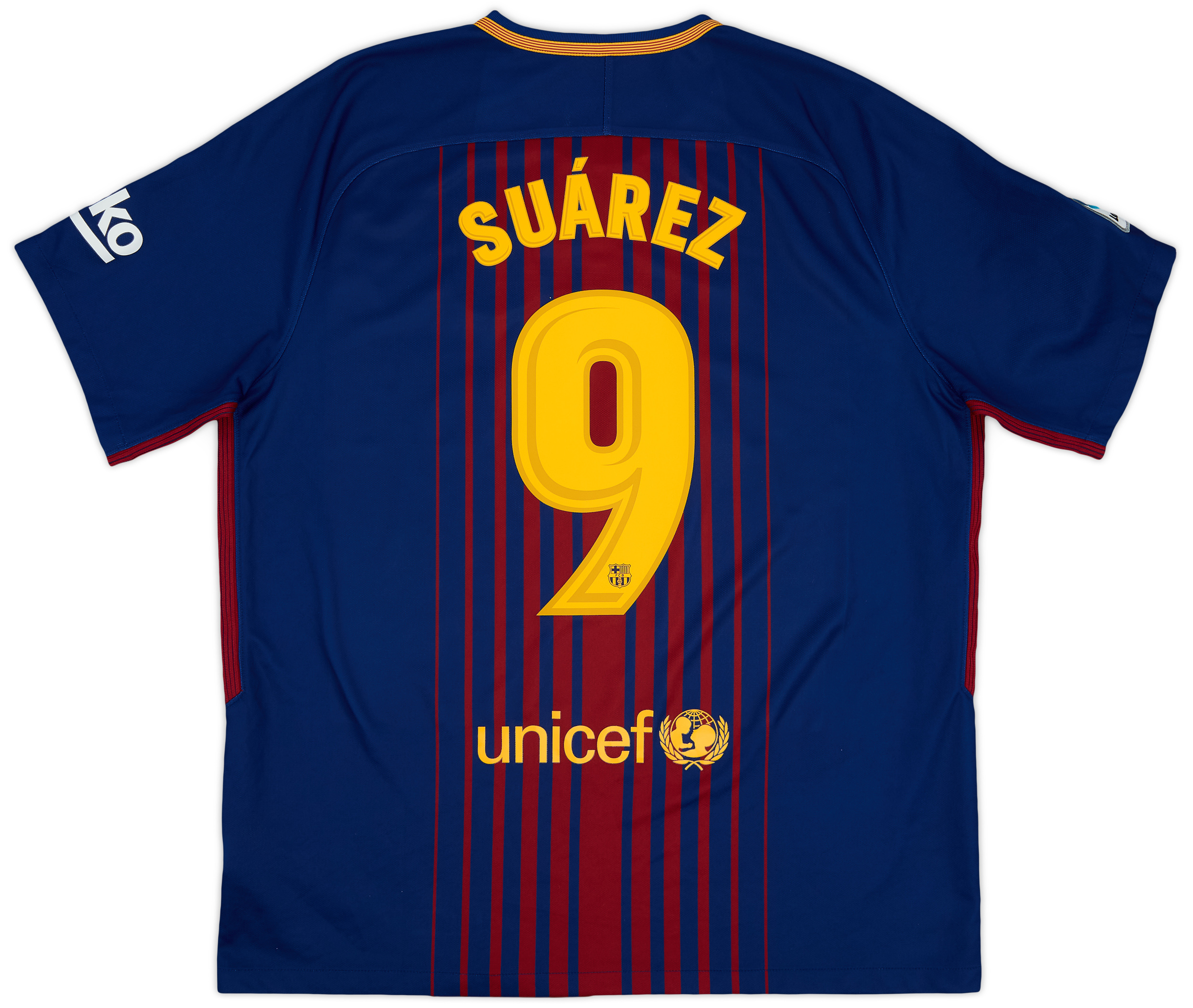 2017-18 Barcelona Home Shirt Suarez #9 - 9/10 - (XL)