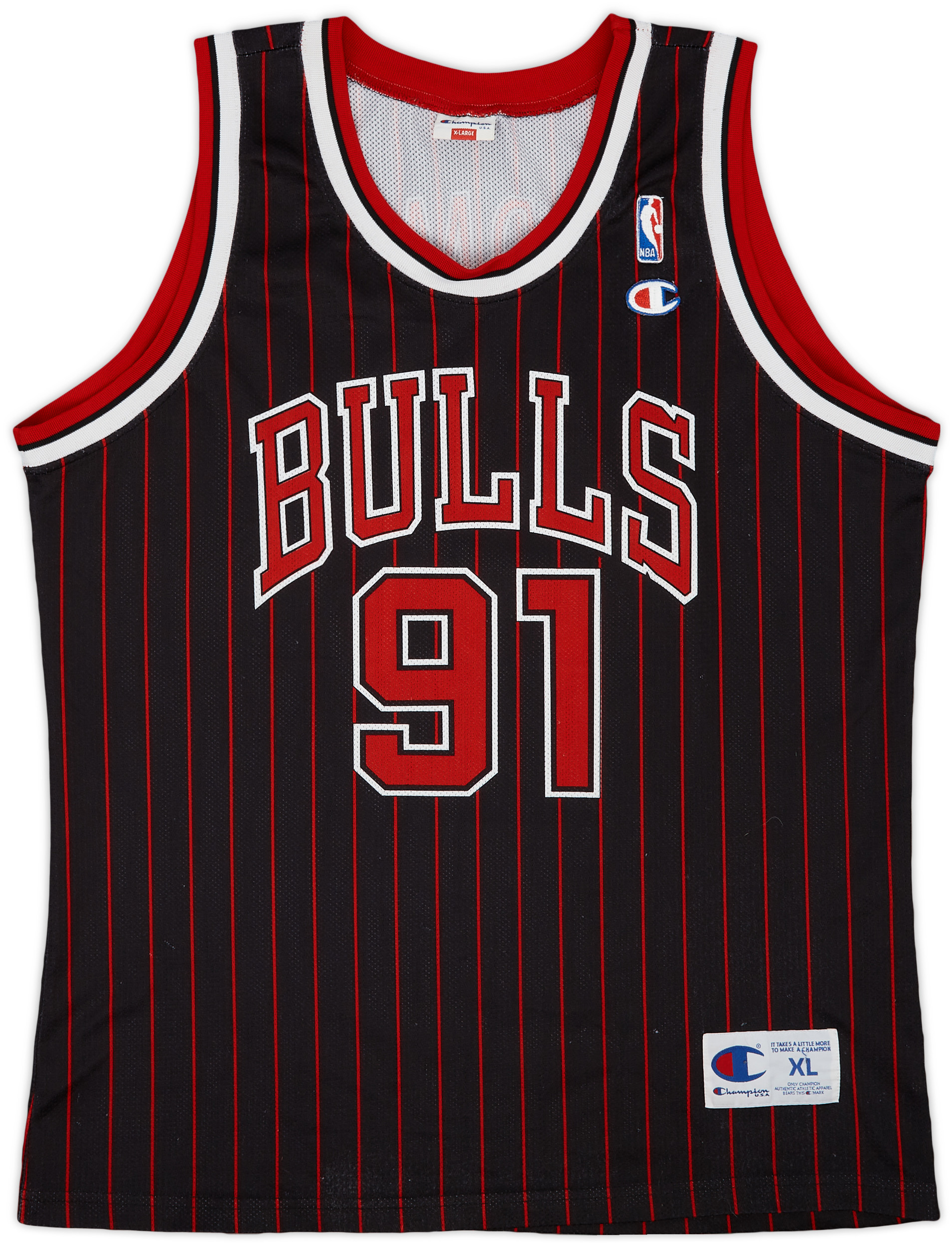 1995-97 Chicago Bulls Rodman #91 Champion Alternate Jersey - 8/10 - (XL)