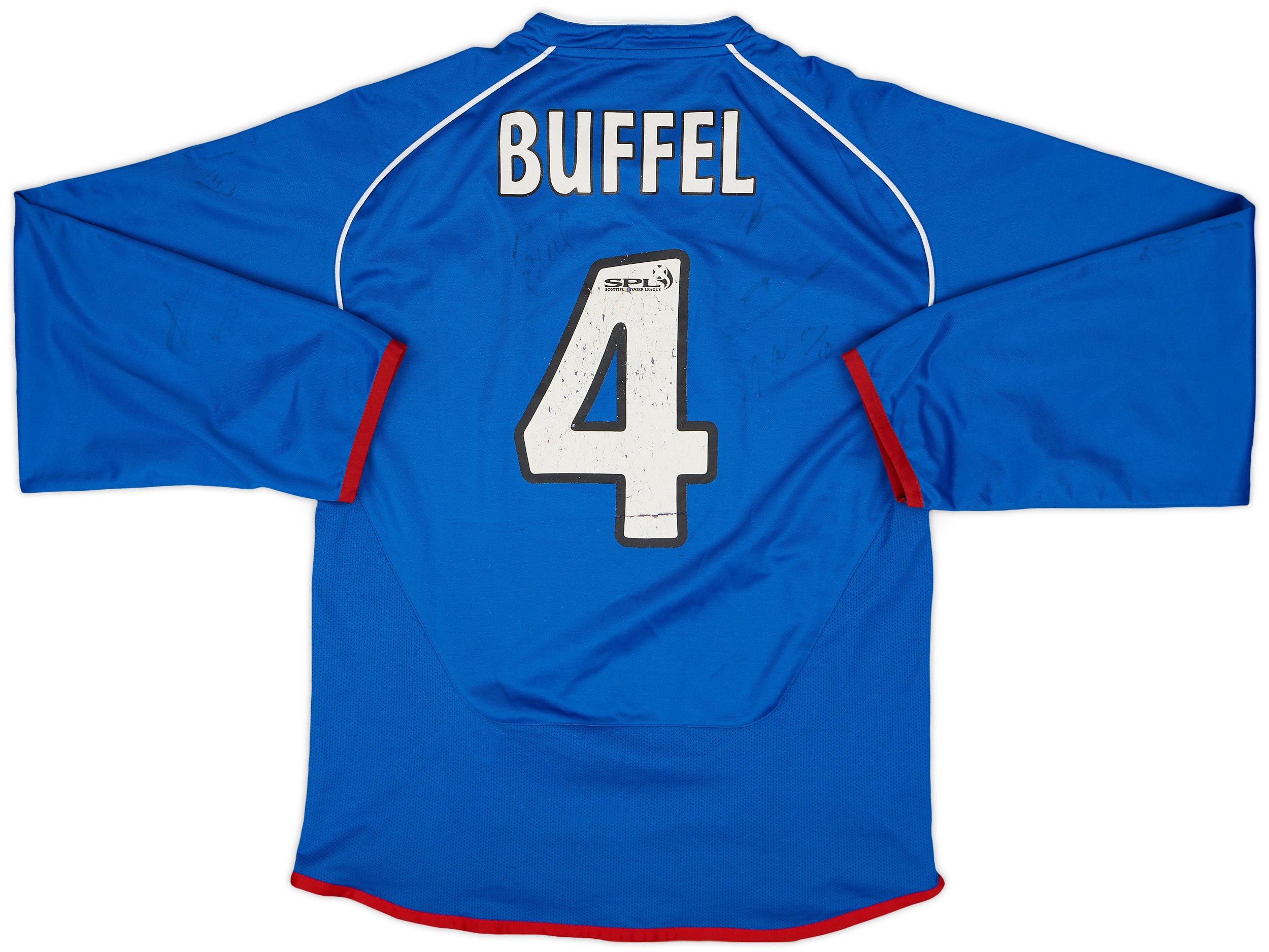 2005-06 Rangers Signed Home L/S Shirt Buffel #4 - 4/10 - (S)