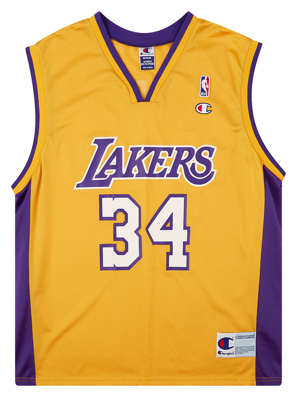 1999-02 LA Lakers O'Neal #34 Champion Home Jersey (Excellent) XXL 1999-02 LA Lakers O'Neal #34 Champion Home Jersey (Excellent) XXL