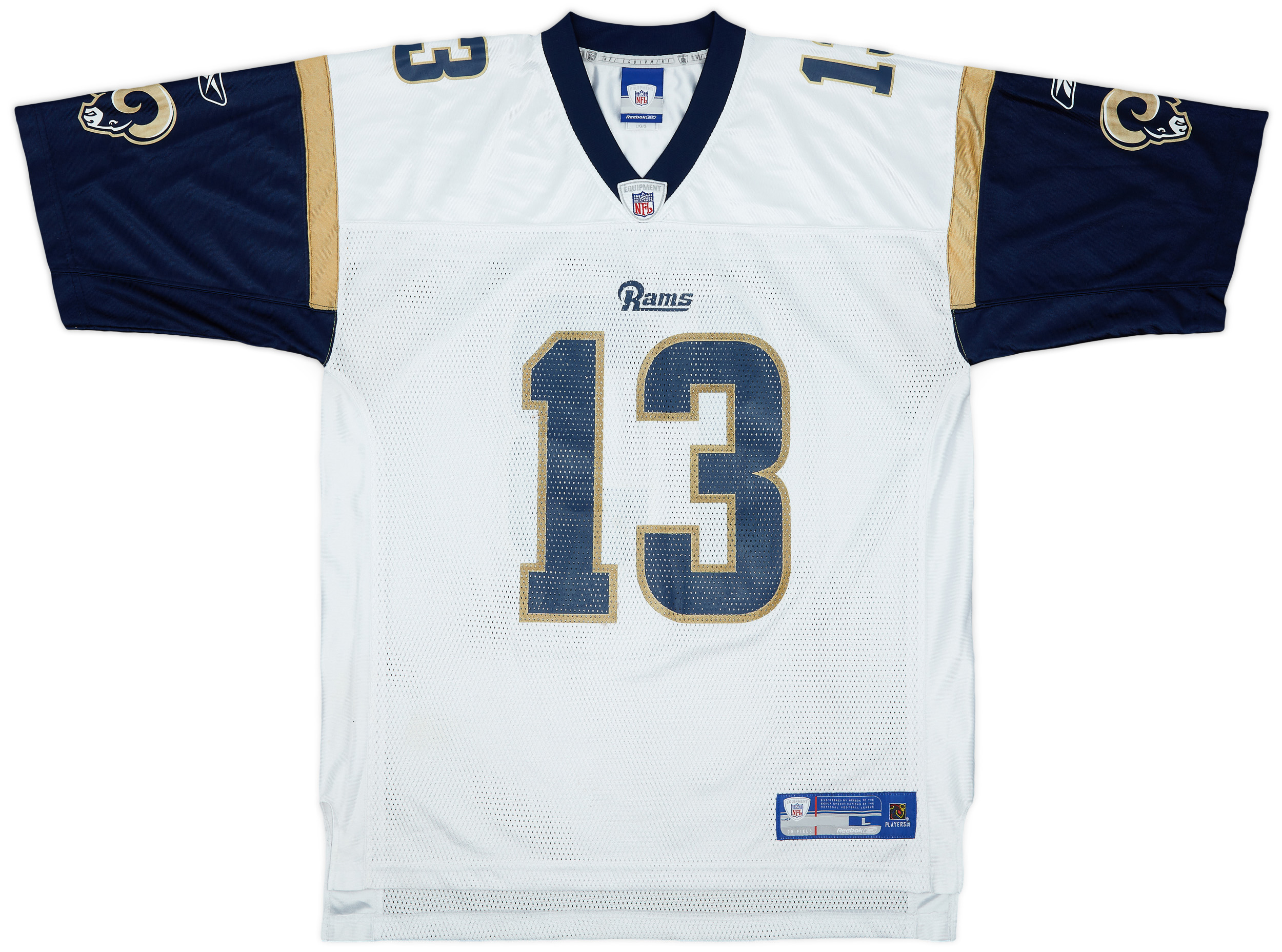 2003 St Louis Rams Warner #13 Reebok On Field Away Jersey - 8/10 - (L)